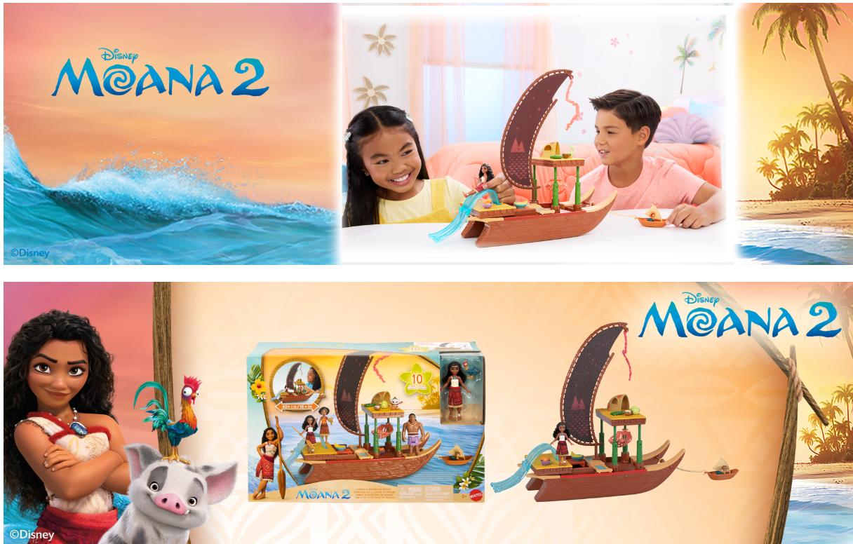 Disney Moana 2 Toys, Moana's Adventure Canoe Playset With 1 Small Doll ...