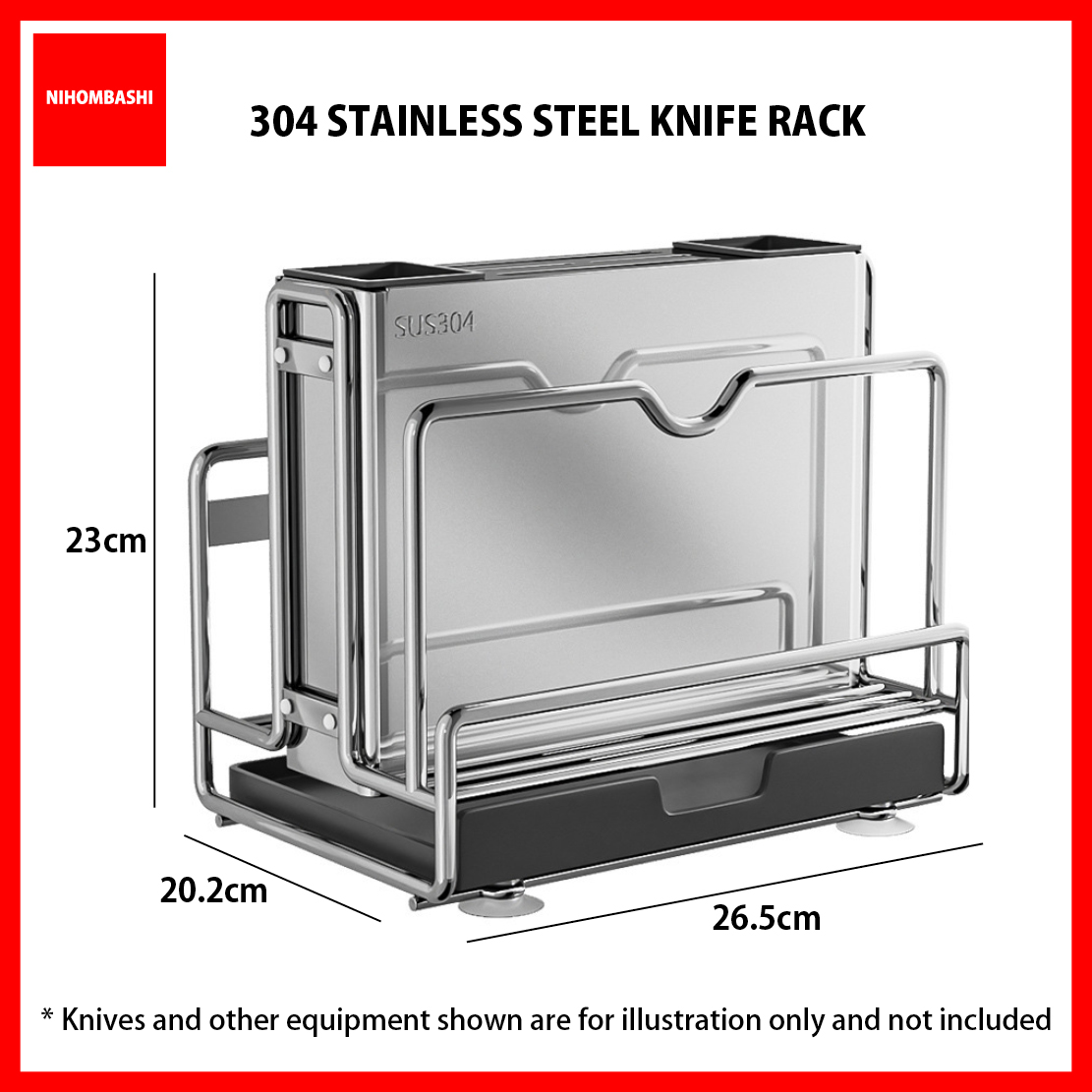304 Stainless Steel Knife Rack Kitchen Storage Knife Holder Cutlery ...