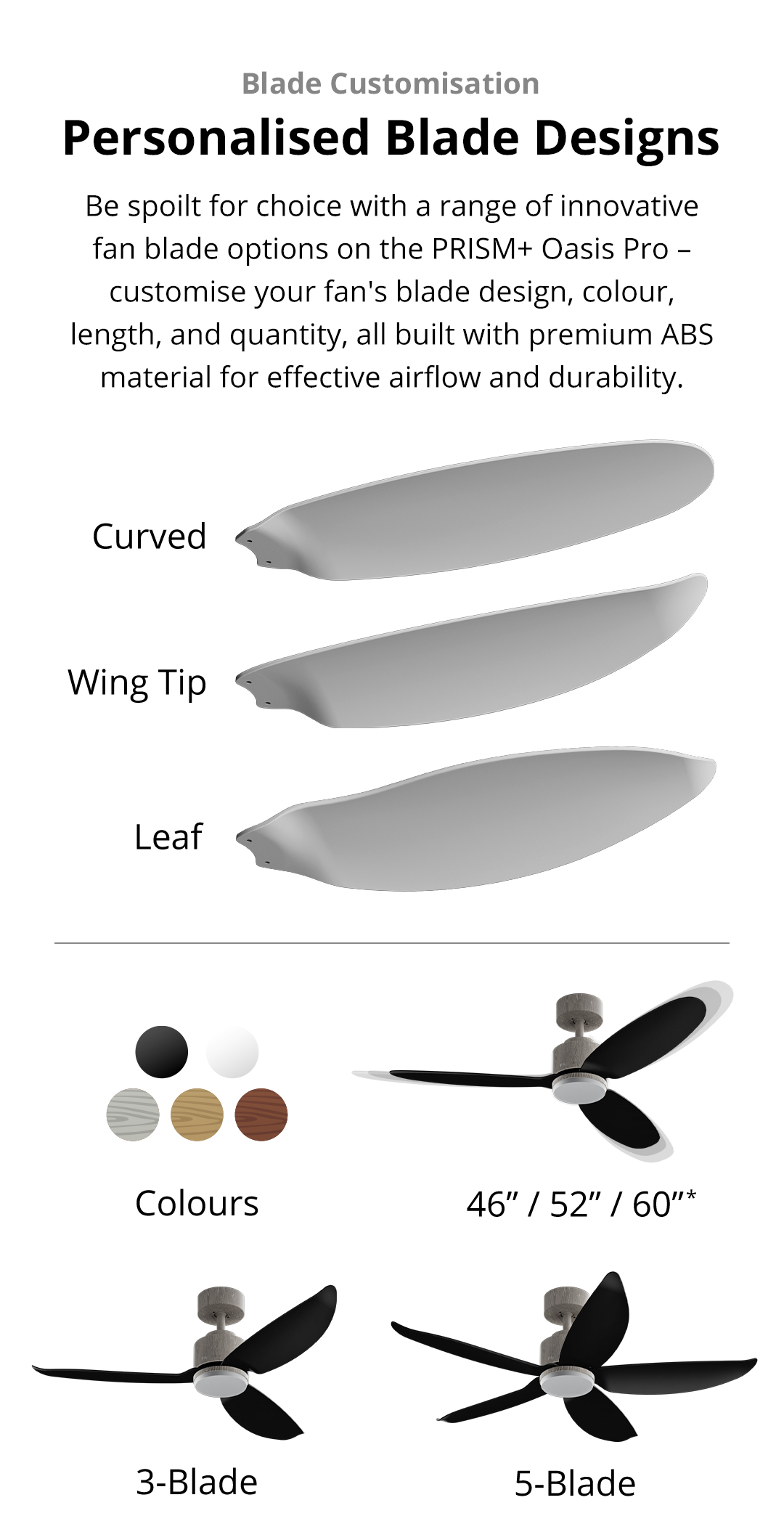 PRISM+ Oasis Pro Ceiling Fan | 3 Blades | Integrated Dimmable Lights ...