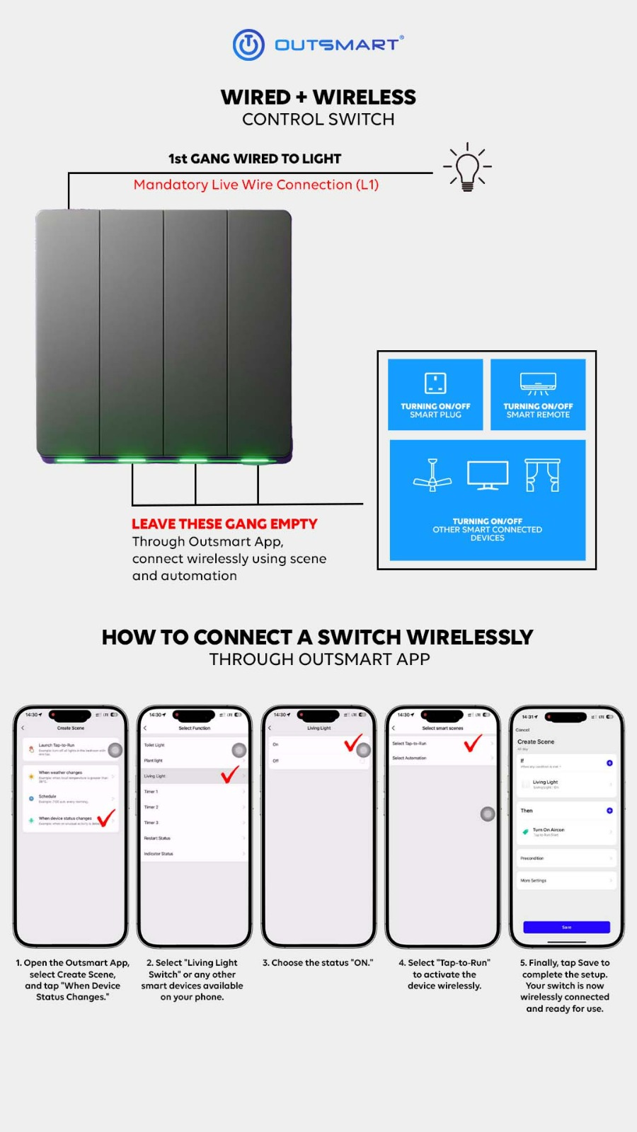 🇸🇬🔥OUTSMART® ZIGBEE SMART SWITCH KNOX NO NEUTRAL WIRE NO CAPACITOR 2-WAYS BTO ZIGBEE HUB ...