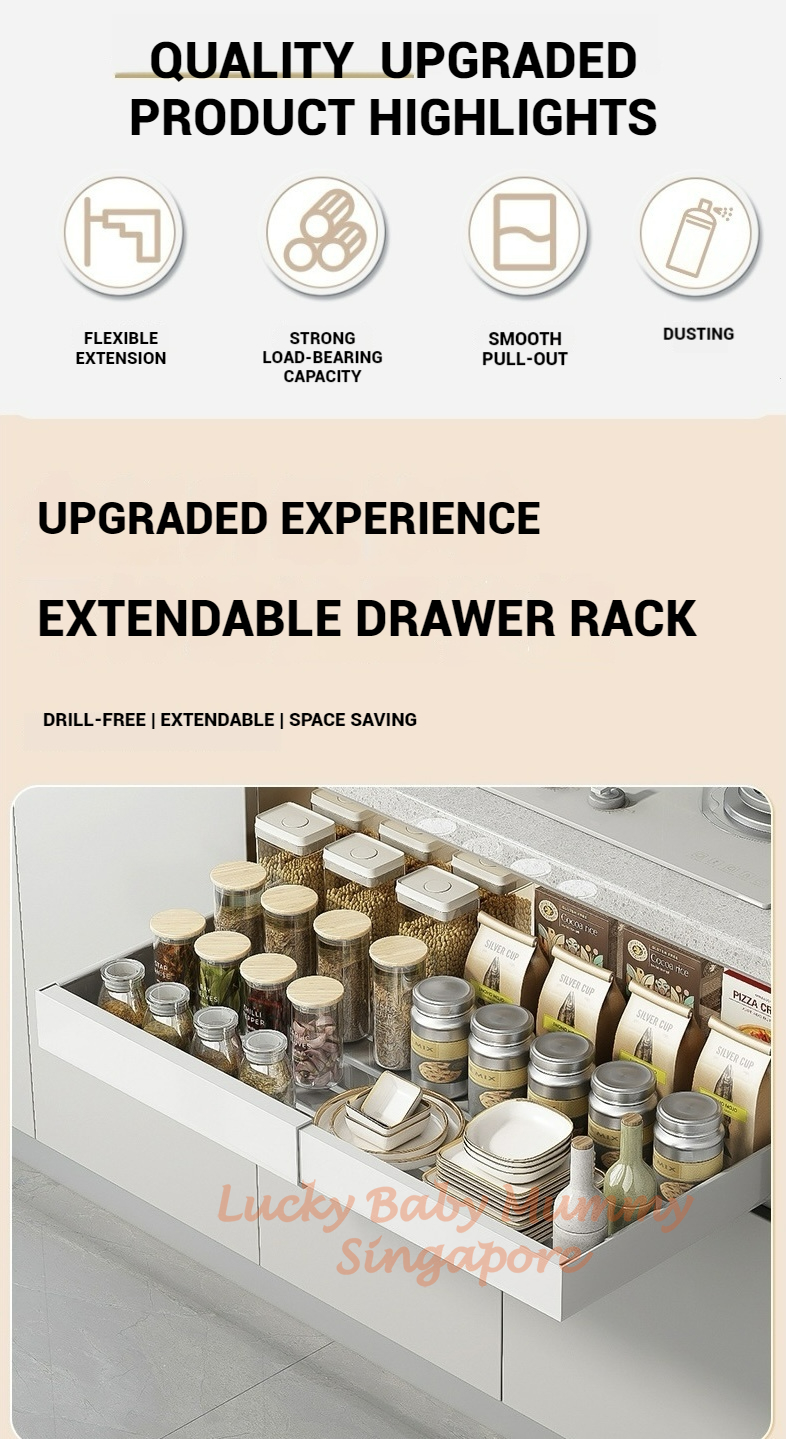Extendable Pull- Out Drawer Organizer/ Kitchen Storage / Condiments ...