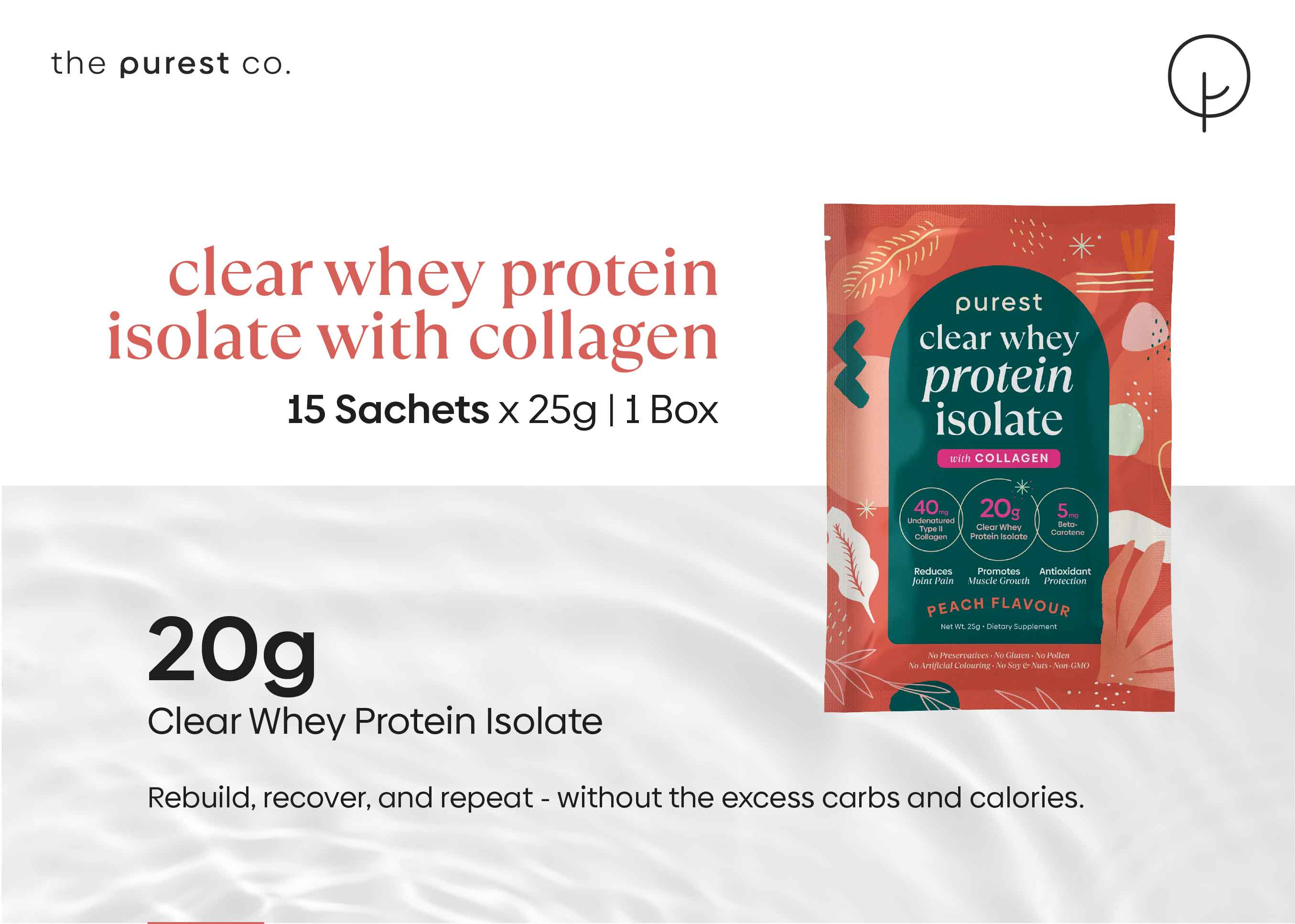 Purest Co Clear Whey Protein Isolate Collagen (Strength, Recovery, and ...