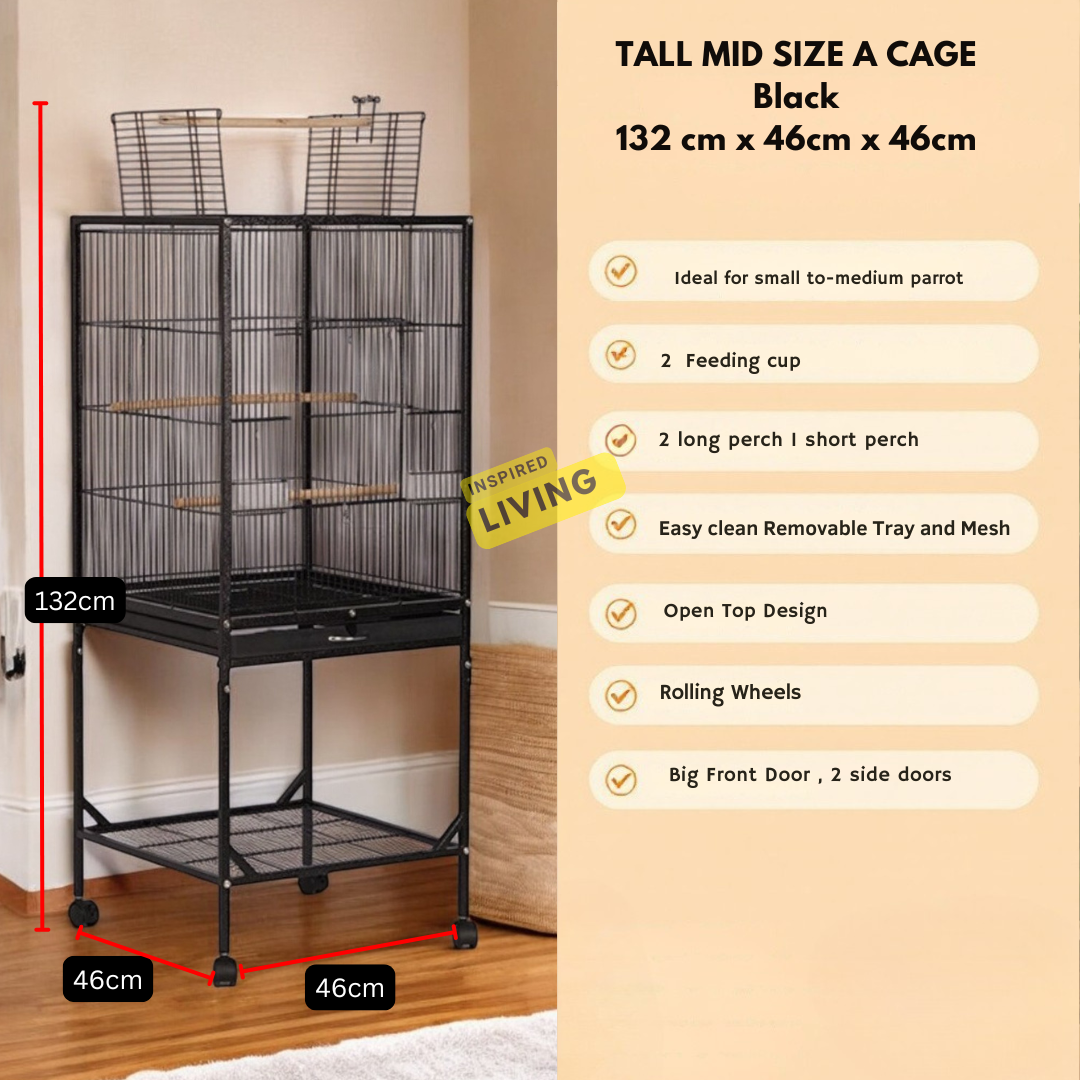 Large Bird Cage with Free Anti-Spill Fender | Spacious Flight Parrot ...