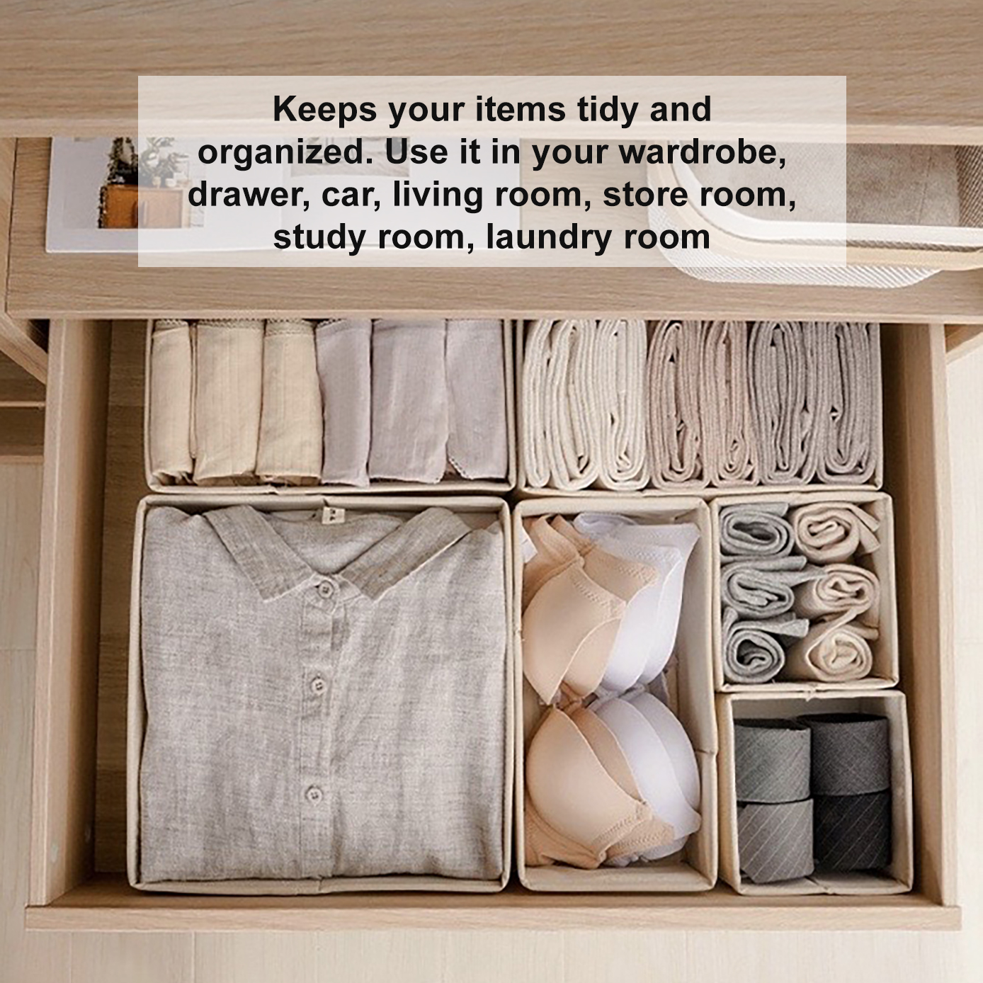[PURE SERIES] Minimalist Style Foldable Linen Drawer Organiser Clothes ...