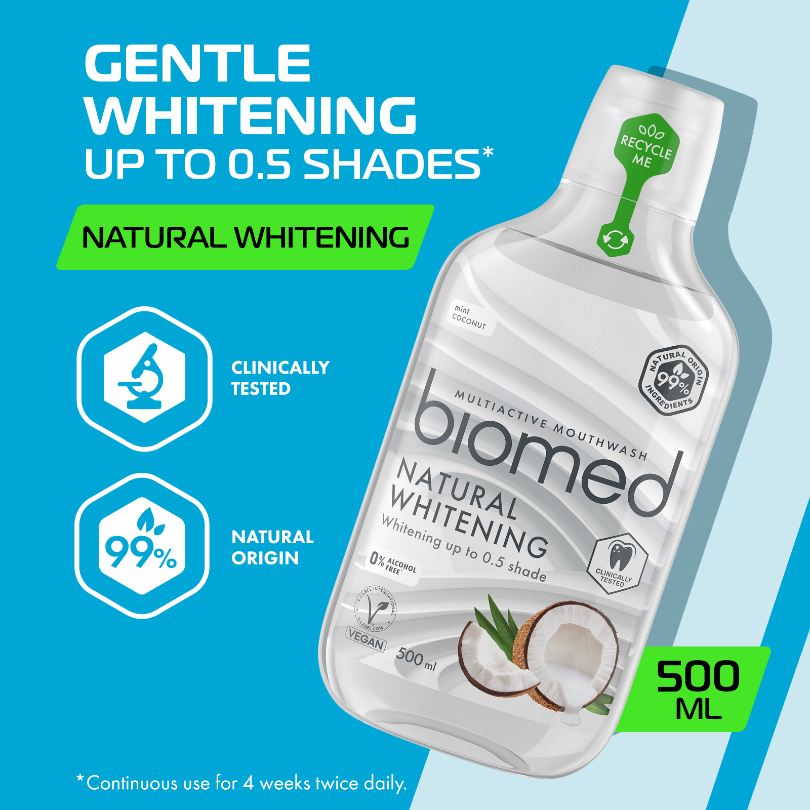 BIOMED Natural Mouthwash NATURAL WHITENING, Alcohol Free & Fluoride ...