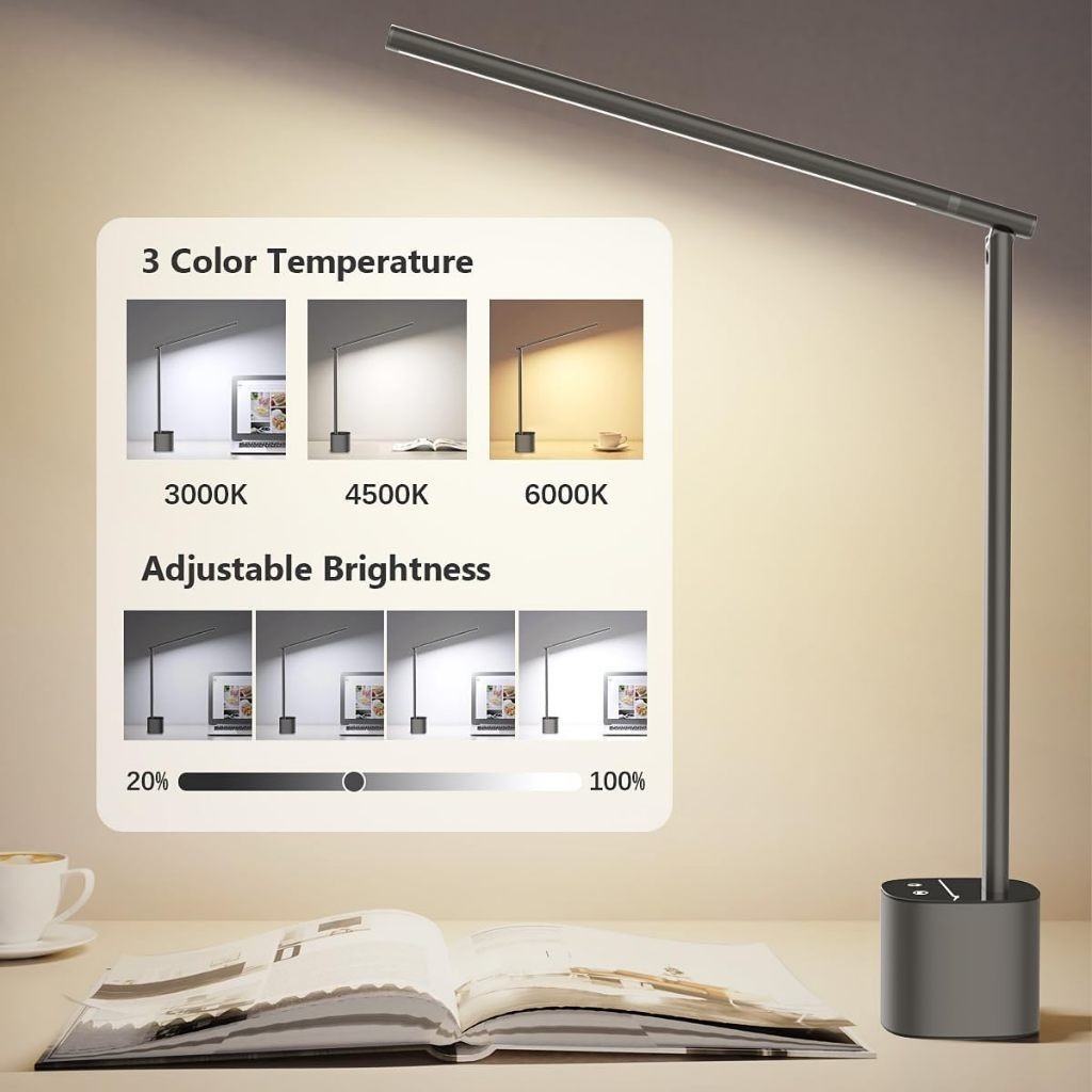 Automatic Dimmable LED Desk Lamp Eye Protect Study Light Foldable Table ...