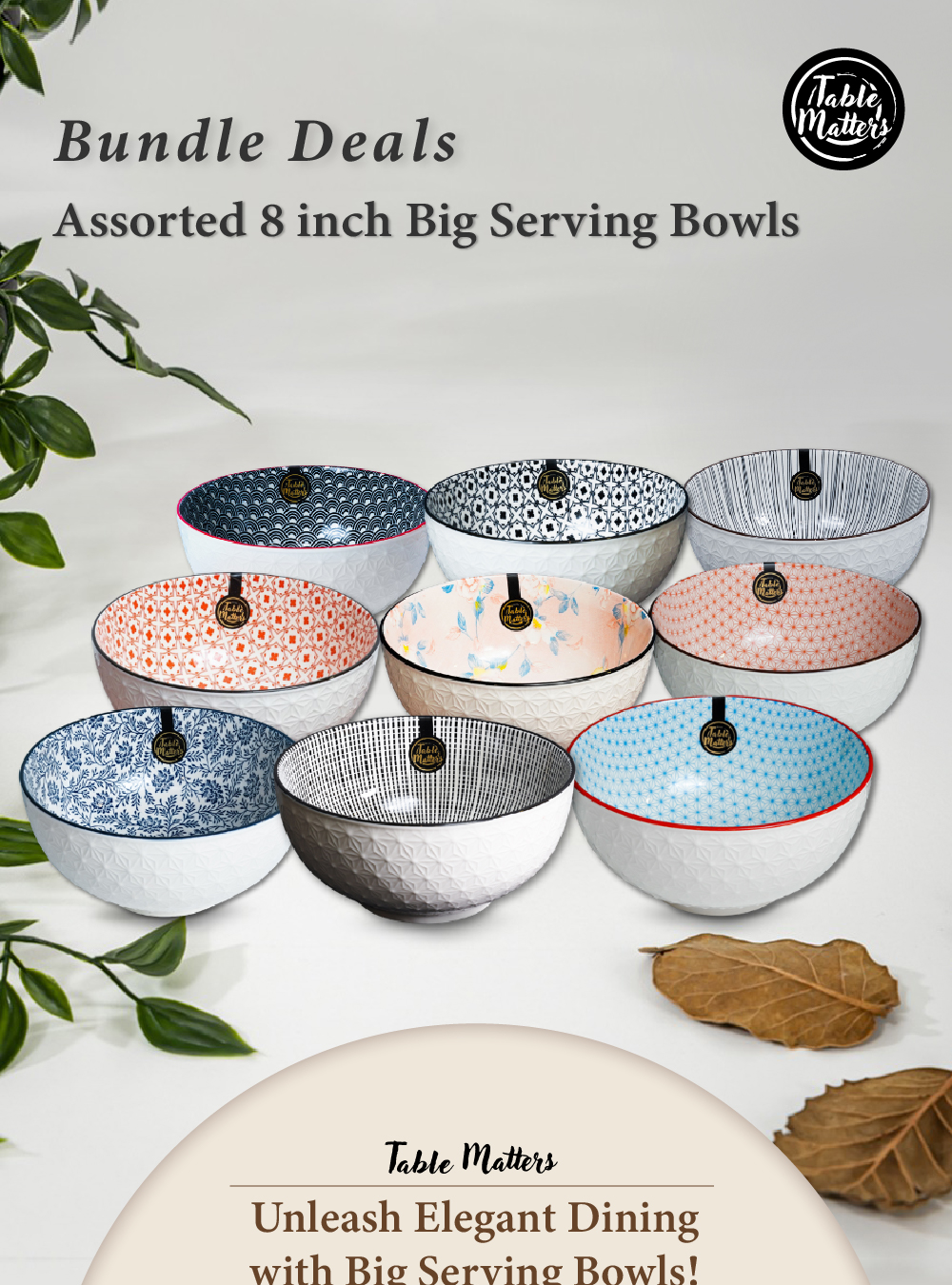 Table Matters - Assorted 8 inch Big Serving Bowl | Shopee Singapore