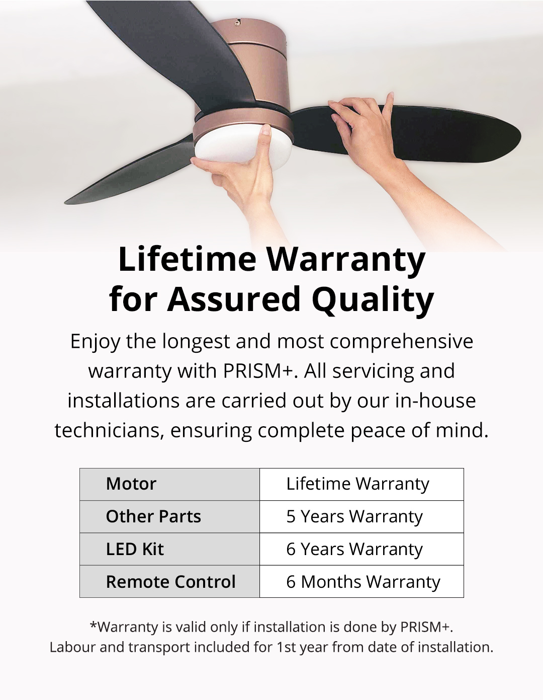 PRISM+ Oasis Ceiling Fan | 3 Blades | Integrated Dimmable Lights | 6 ...