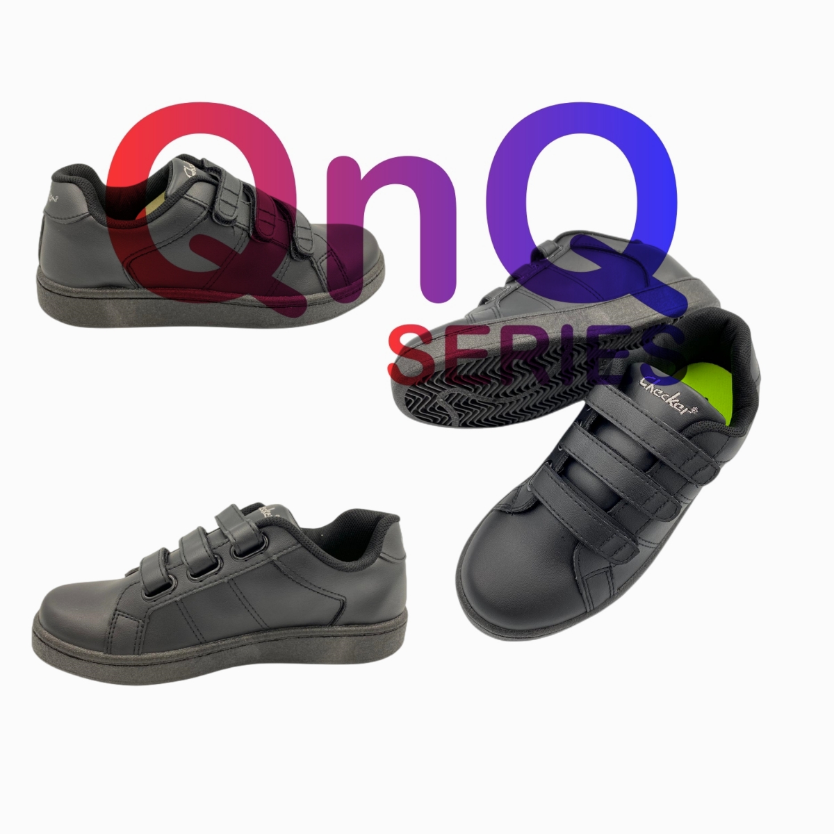 CHECKER 0722 Size Range 37-45 BLACK VELCRO SCHOOL SHOE WORKING SG LOCAL ...