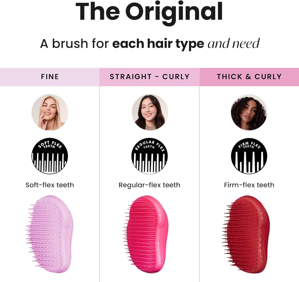 Tangle Teezer Original Detangling Hairbrush (Straight & Curly/Fine ...