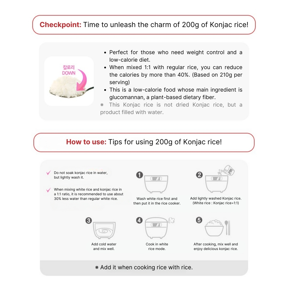 Korean Shirataki Rice Shaped Konjac 200g X 3ea - Diet Food for Weight ...