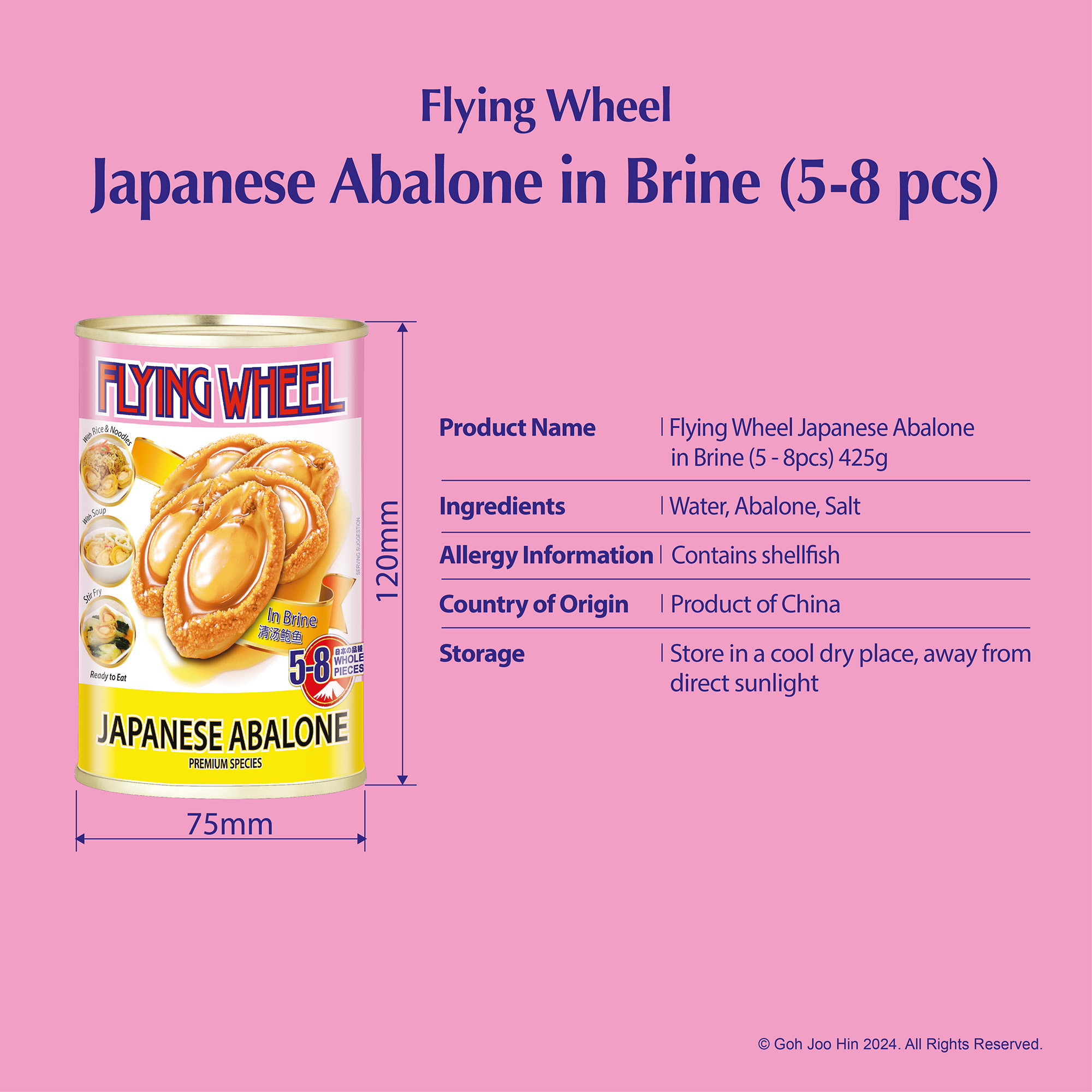 Bundle of 3 - Flying Wheel Abalone in Brine (5-8pcs) 425g | Shopee ...