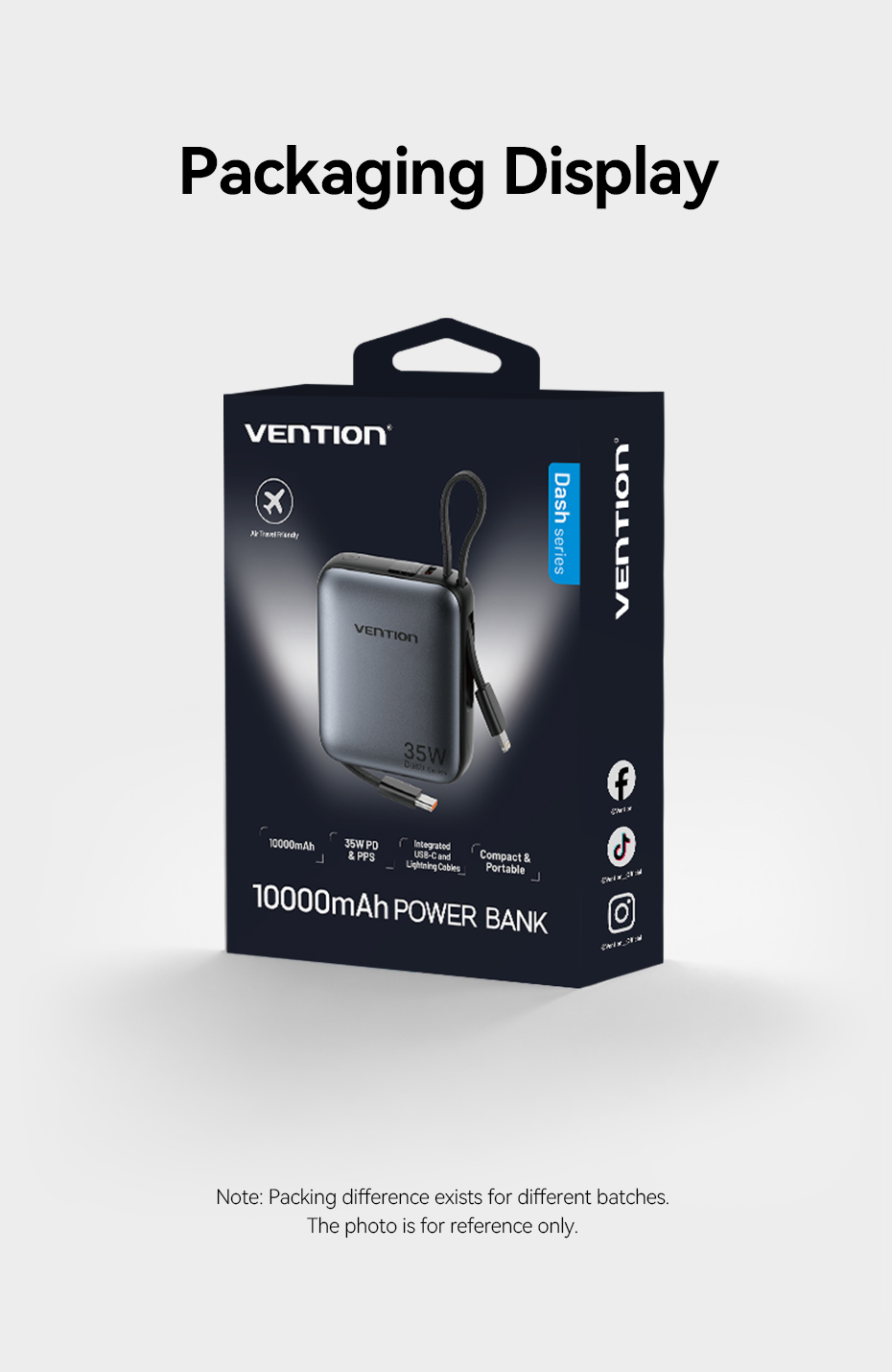 Vention 10000mAh 35W PD Mini Fast Charging Power Bank LED Display for ...