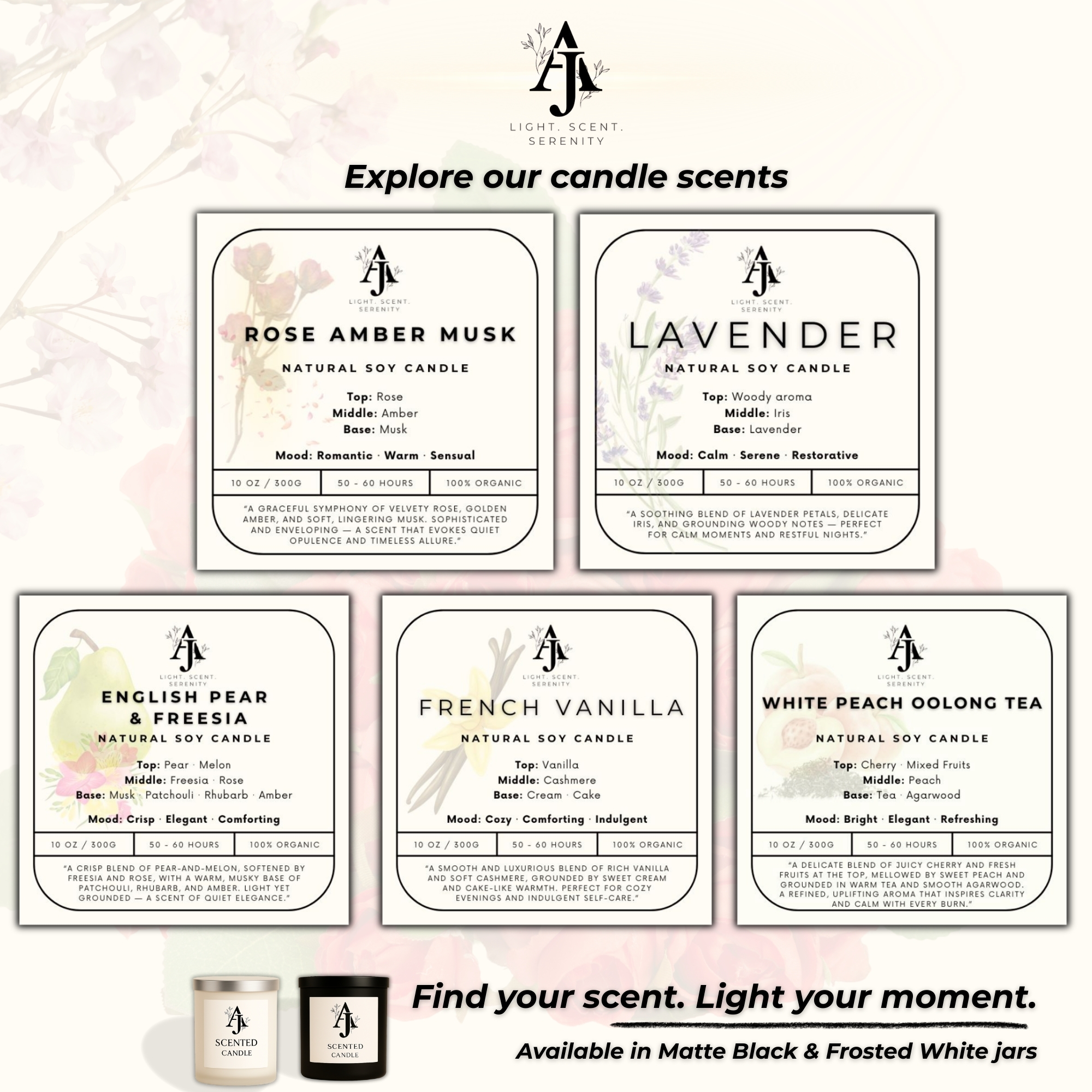 [SG] Soy Candle 300g | Aromatherapy | Long Burn 60H | Soy Wax | 5 ...