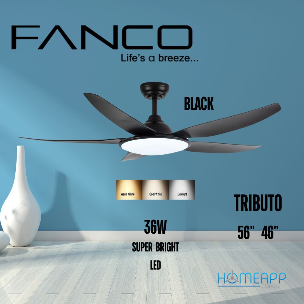 FANCO Tributo DC ceiling fan with 36w bright LED remote control ...