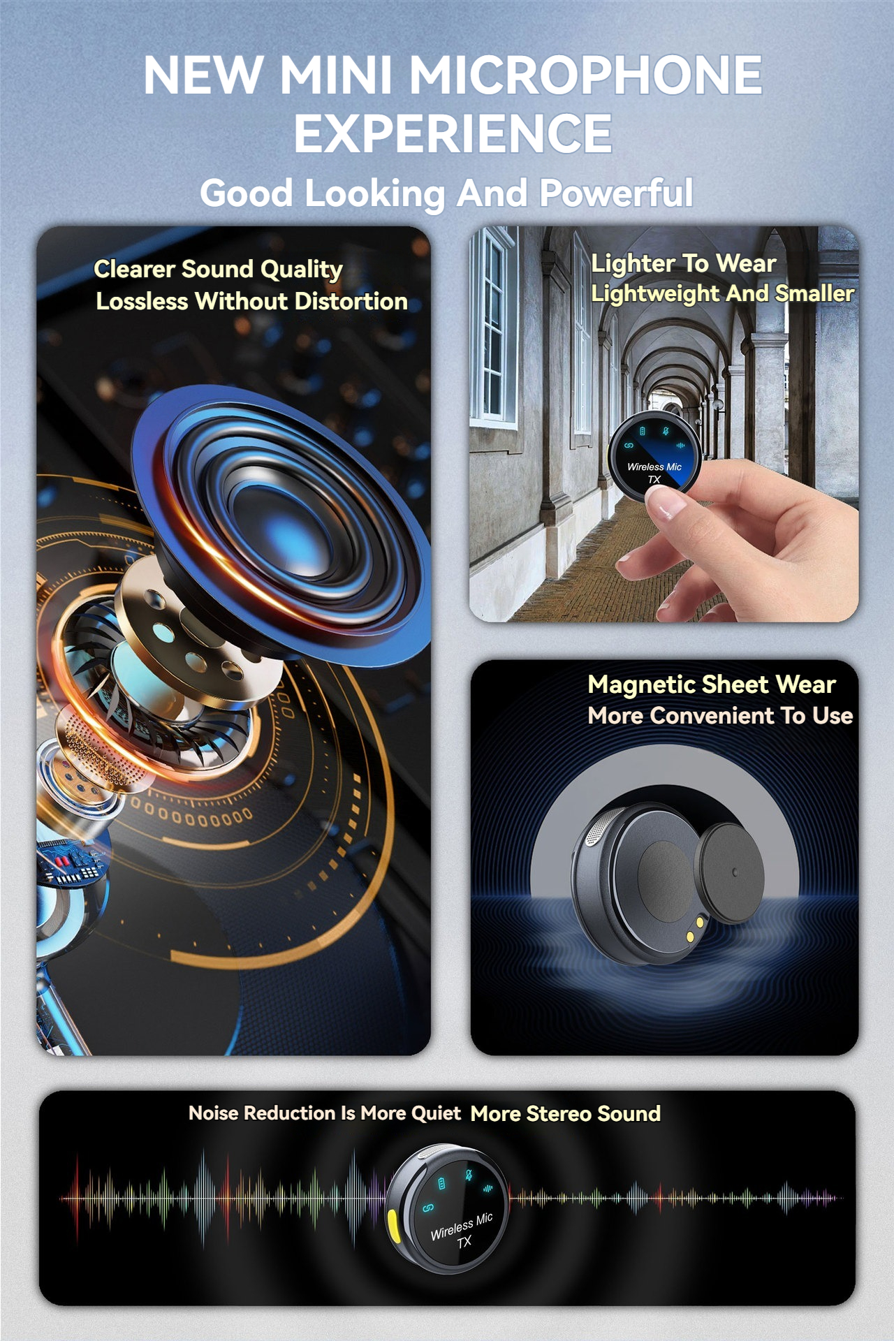 🎤 Pro Wireless Mic SG | 45H Battery | 99% Noise Cancel | iPhone/Android ...