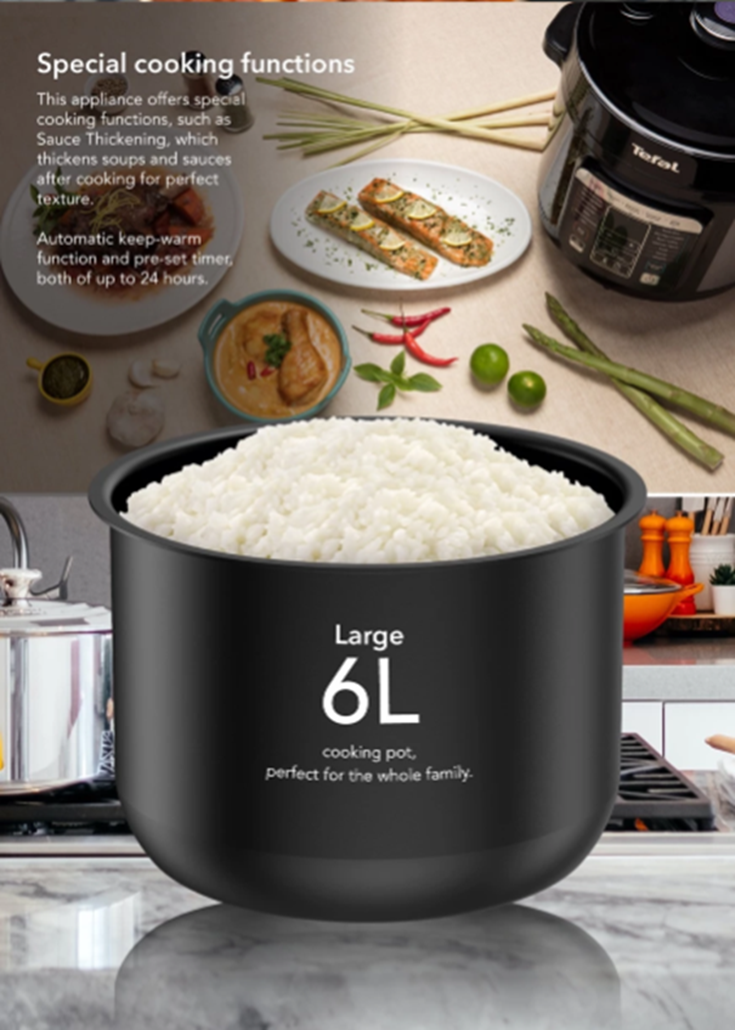 Tefal Home Chef Smart Electric Pressure Cooker 6L CY601 – Multicooker ...