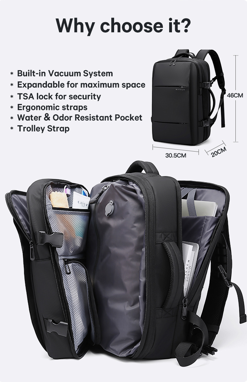 P&D Vacuum Compression Travel Backpack Waterproof Bagpack Anti-Theft ...
