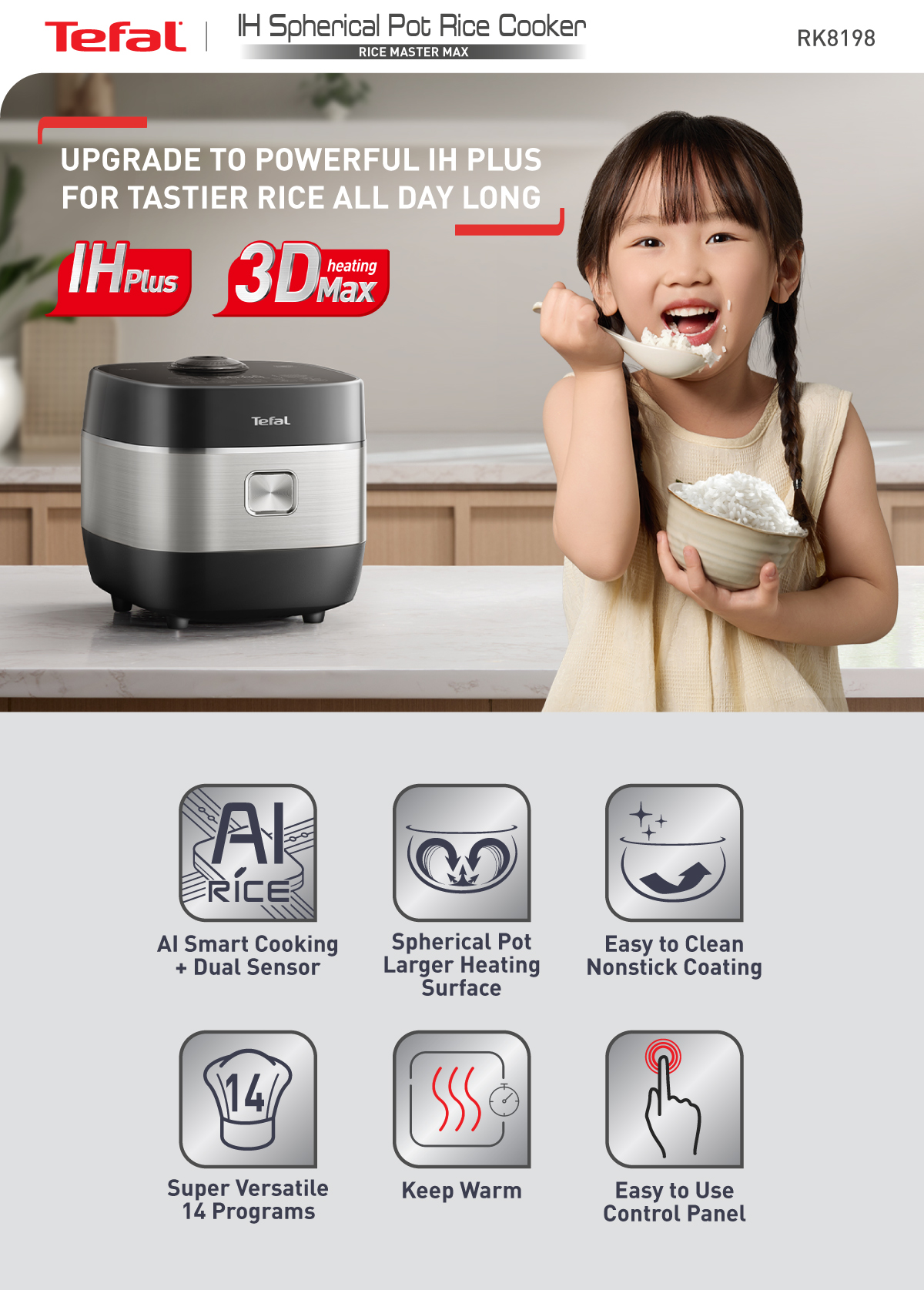 Tefal Rice Master Max Induction Fuzzy Logic Rice Cooker 1.8L RK8198 ...