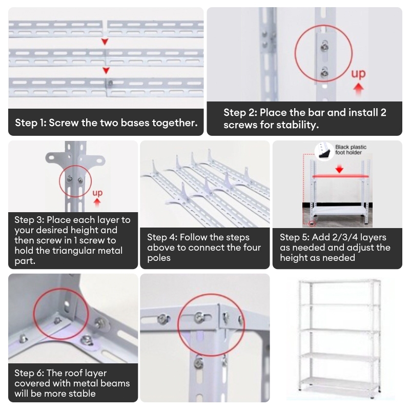 【Hold 800KG】Heavy Duty Metal Storage Shelf Adjustable Height Boltless ...