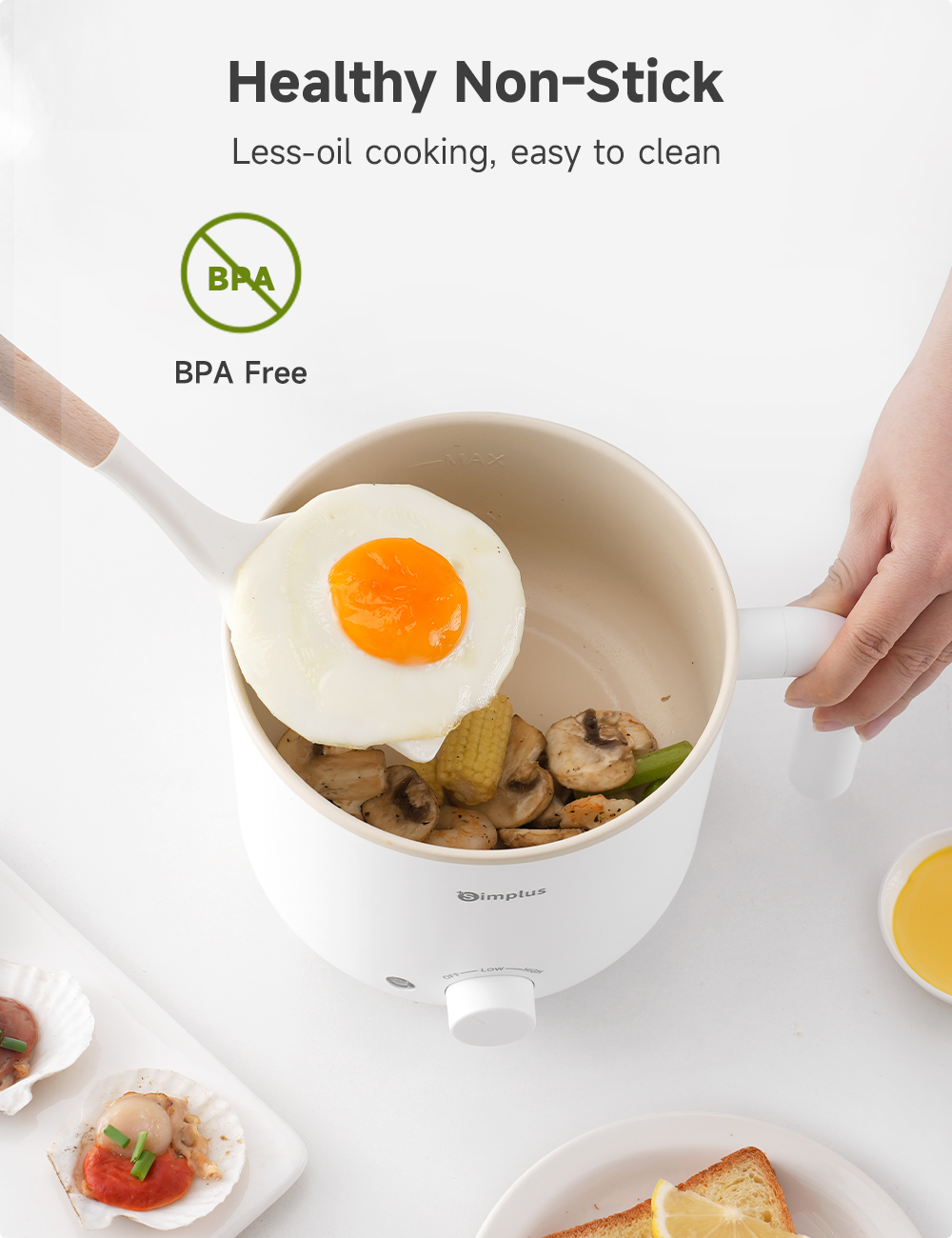 Simplus 1.7L Electric Cooker | 630W Quick Heating | Non-Stick Coating ...