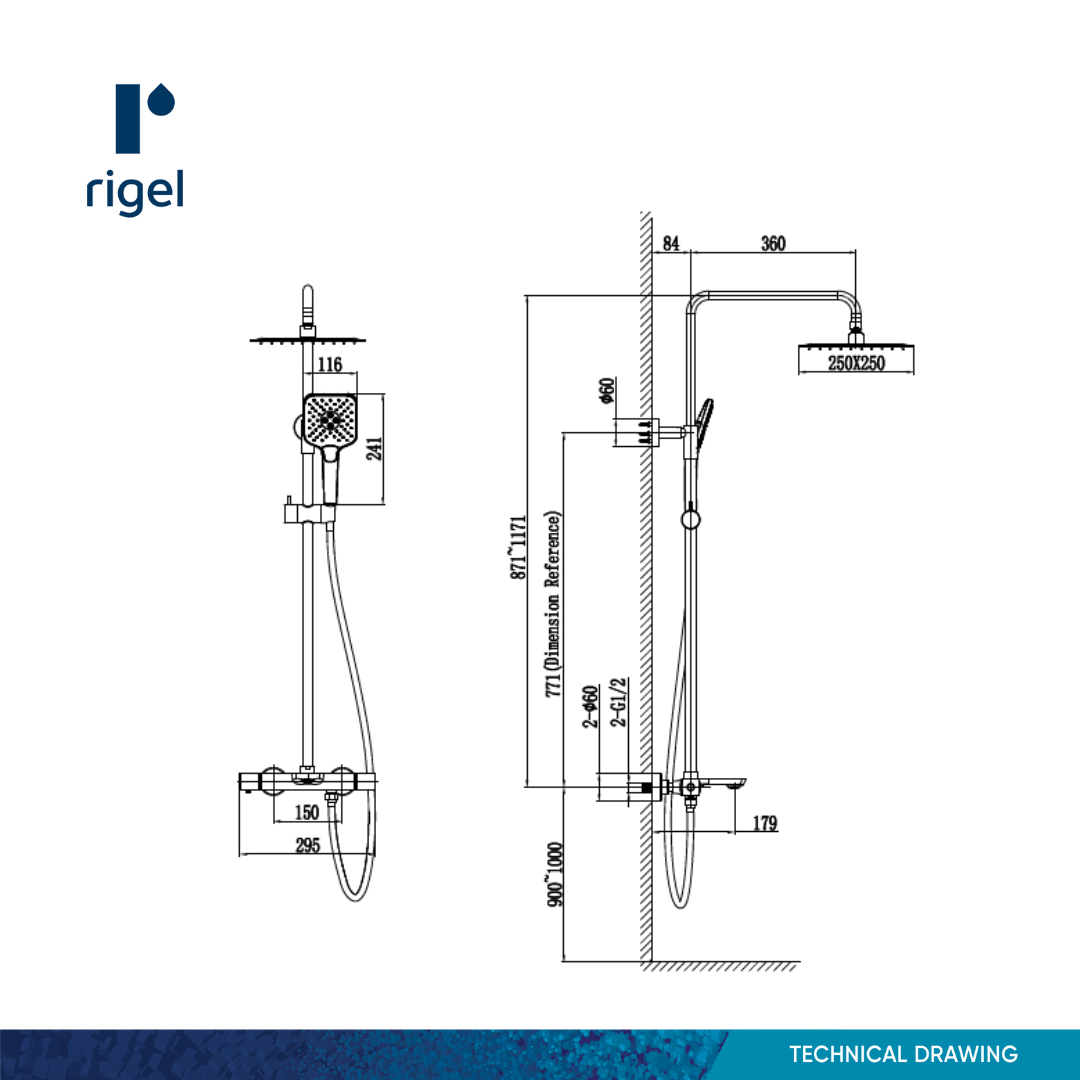 RIGEL Thermostatic Rain Shower Set TSME14459T | Shopee Singapore