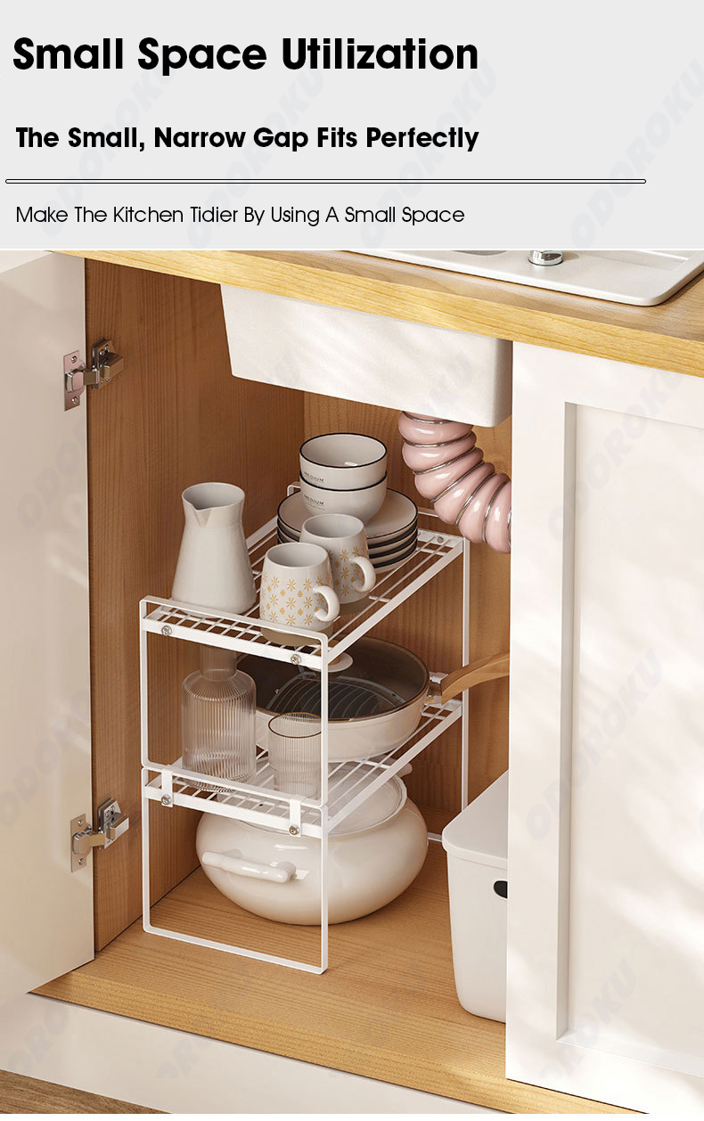 ODOROKU 33/50cm Stackable Kitchen Cabinet Shelf Organizer Rack Pantry ...