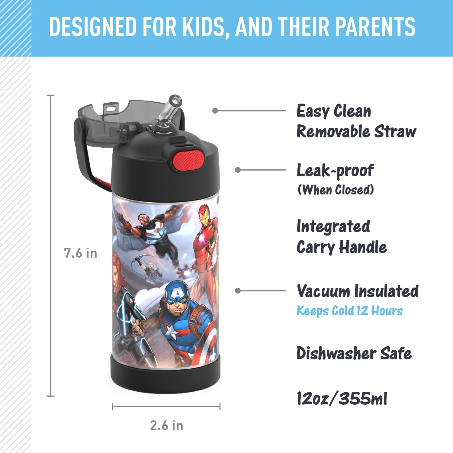Thermos Funtainer 12 Oz Disney Avengers Marvel Captain America ...