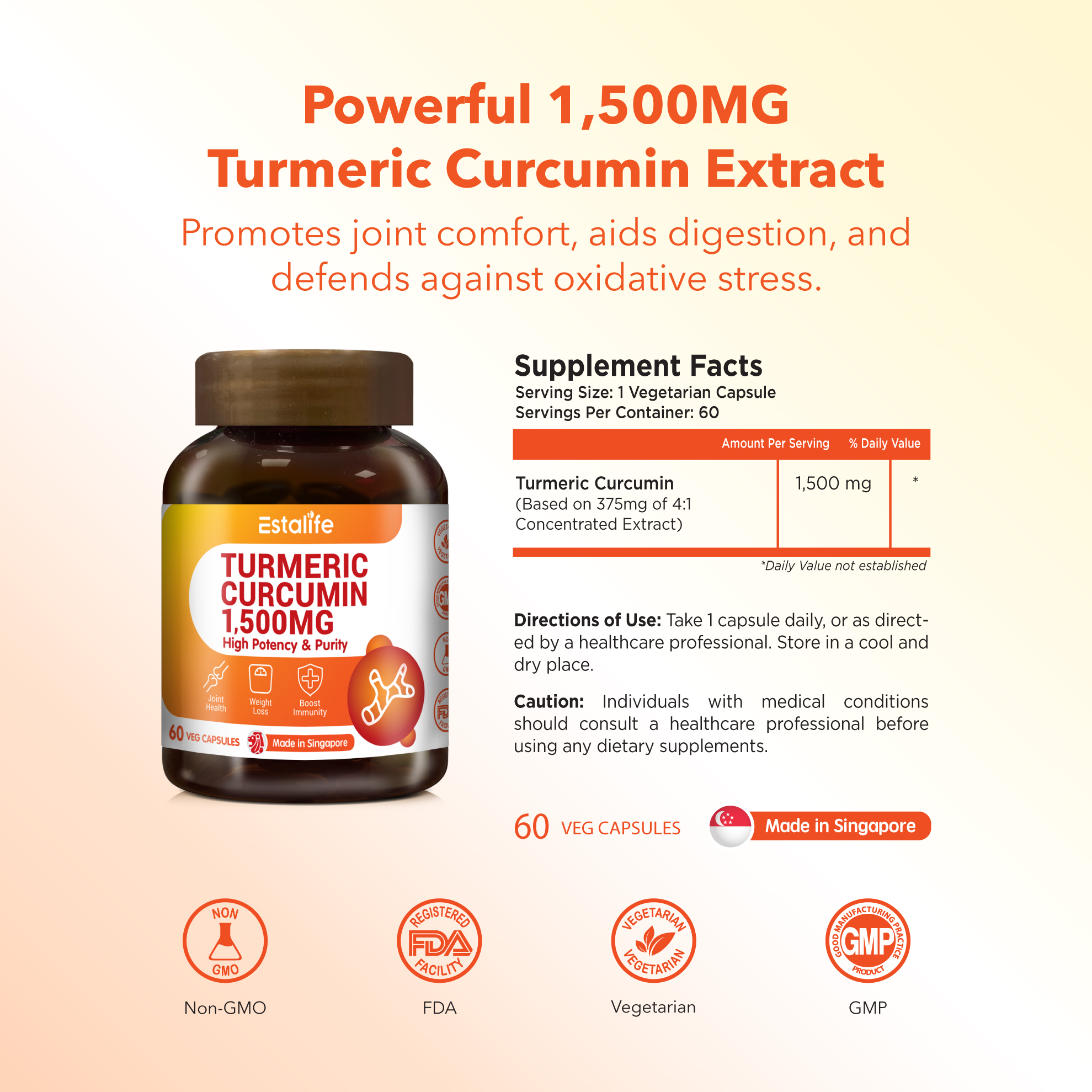 [NEW] Estalife Turmeric Curcumin 1500MG | Joint Pain | Boost Immunity ...