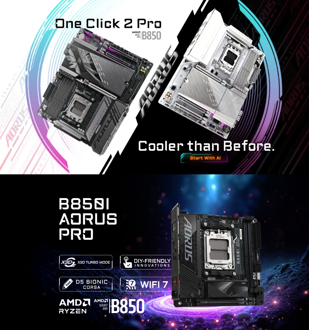 GIGABYTE B850I B850M B850 - AORUS PRO / ELITE / ICE / GAMING X WIFI 6E ...