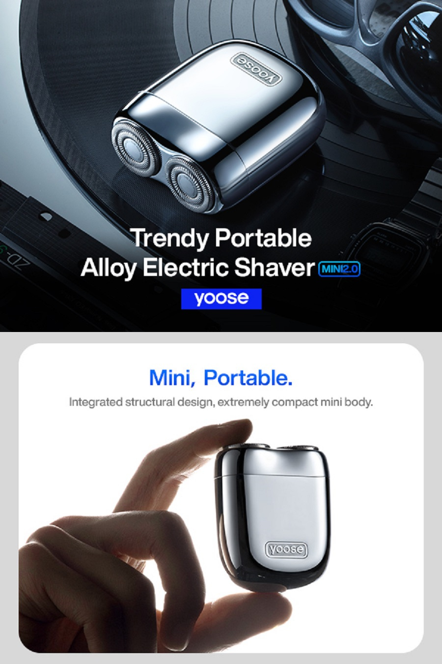 [Father's Day Gift🎁] yoose Mini 2.0 Electric Shaver for Man Travel Portable Rechargeable Gift ...