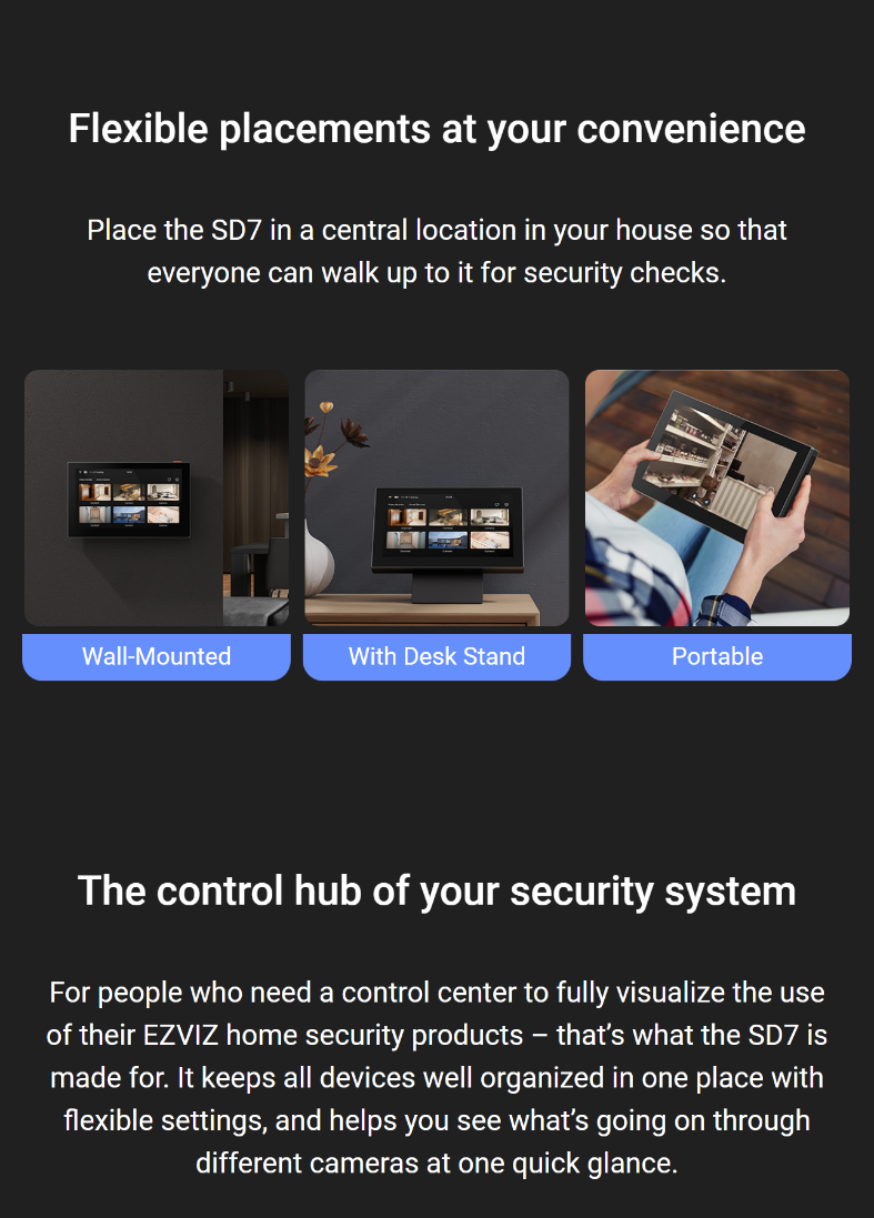 EZVIZ SD7 Smart Screen Viewer 7 inch Monitor Camera Night Vision ...