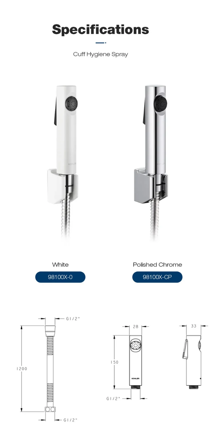 KOHLER Cuff 1.0/2.0 Handheld Spray / Bidet Spray K-98100T / K-R29782T ...