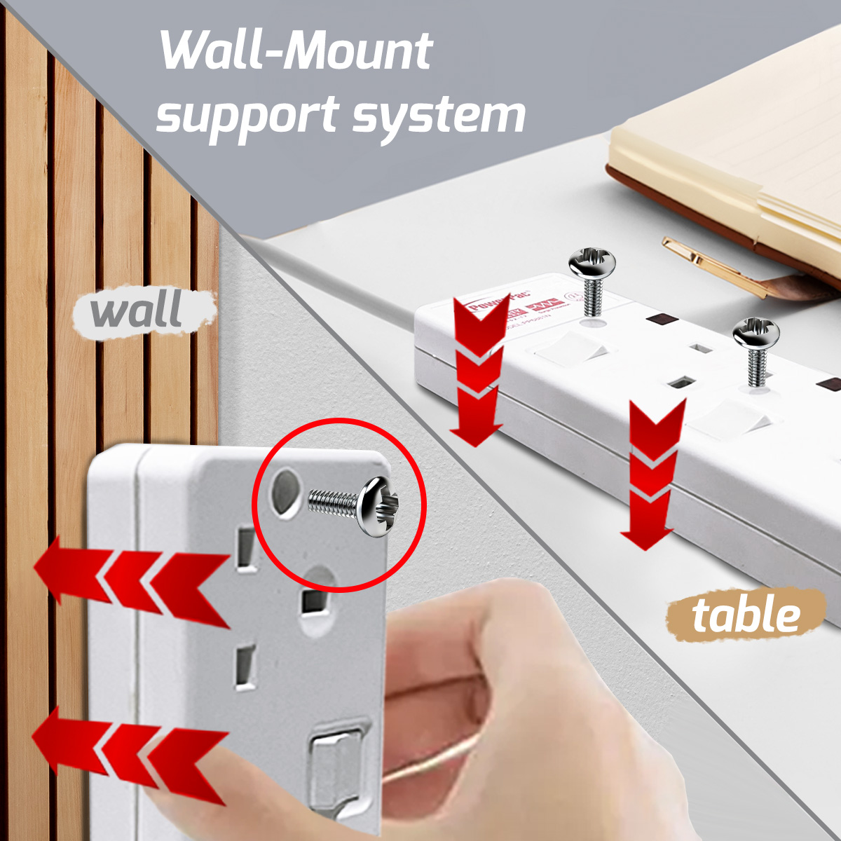 PowerPac Extension Socket Extension Cord, Power Cord, Power Extension 4 ...