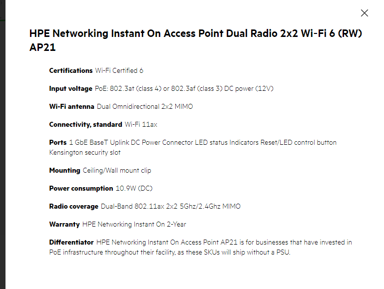 HPE Aruba Instant On AP21 WiFi 6 Indoor Access Point S1T09A | Shopee ...