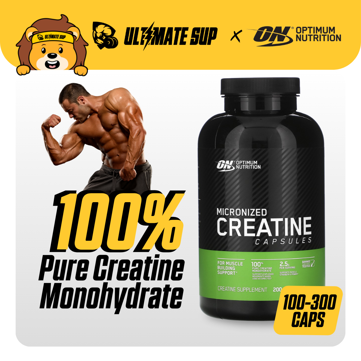 Optimum Nutrition Micronized Creatine Monohydrate Capsules 2.5 g, 100 ...