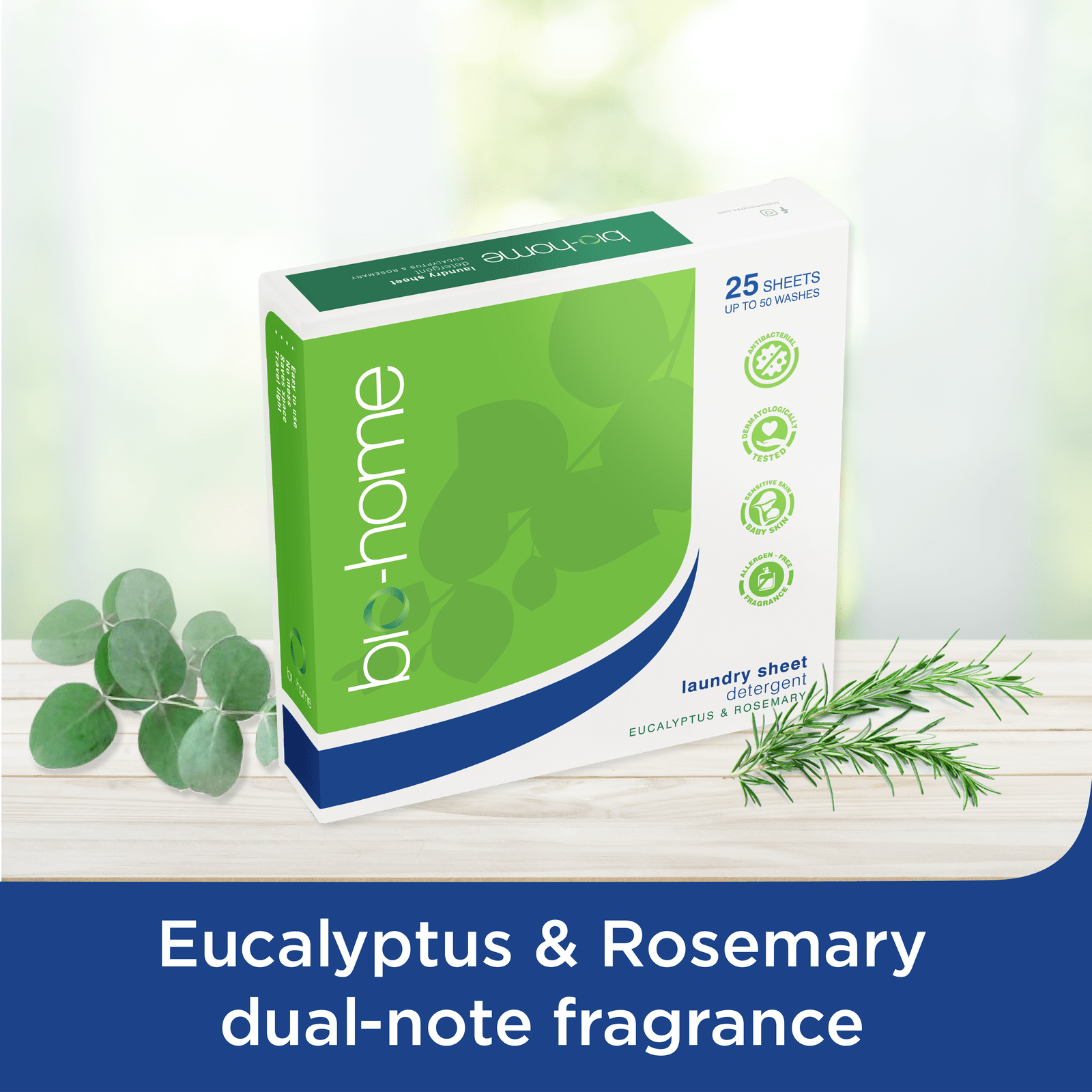 bio-home Laundry Sheets Detergent - Eucalyptus & Rosemary - 25 Sheets | Shopee Singapore