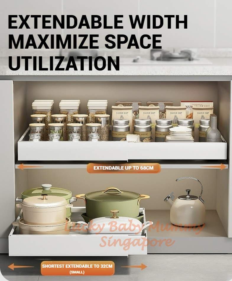 Extendable Pull- Out Drawer Organizer/ Kitchen Storage / Condiments ...