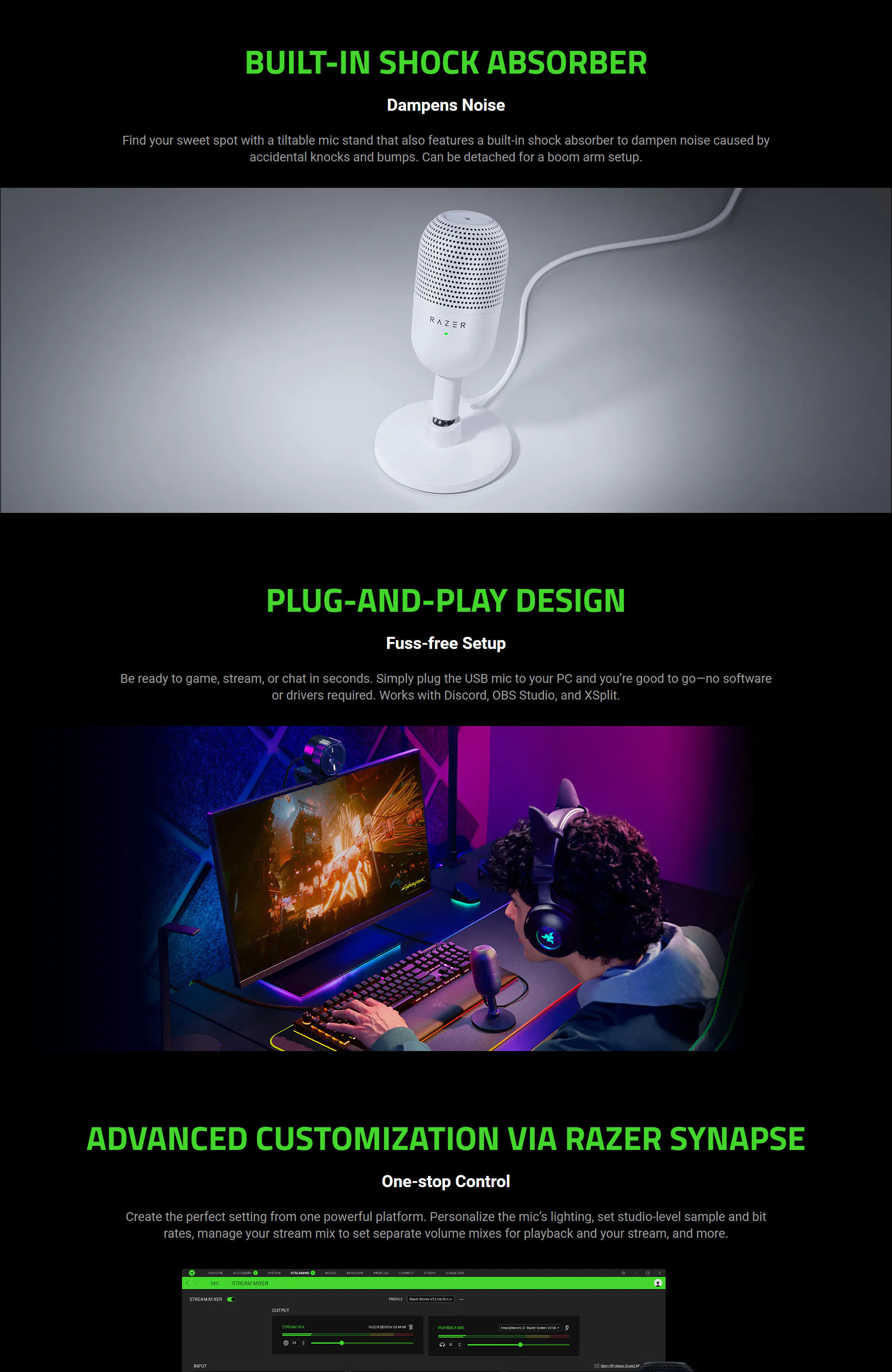 Razer Seiren V3 Mini Ultra-Compact USB Mic (Black/White/Quartz ...