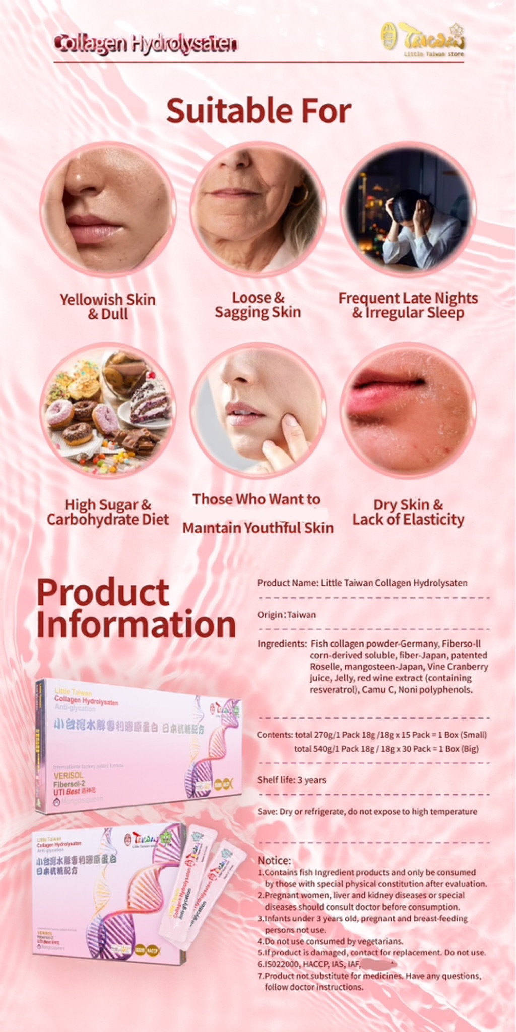 LITTLE TAIWAN Japan Formula Anti-glycation 8000mg peptides Collagen ...