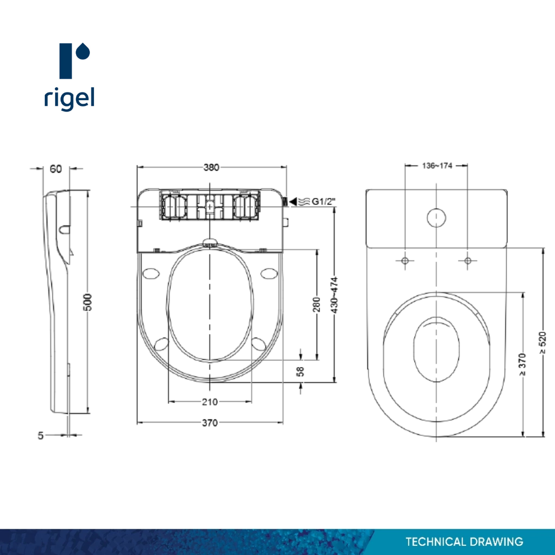 RIGEL Manual Bidet Seat Cover SCBD0104PS (D Shape) | Shopee Singapore