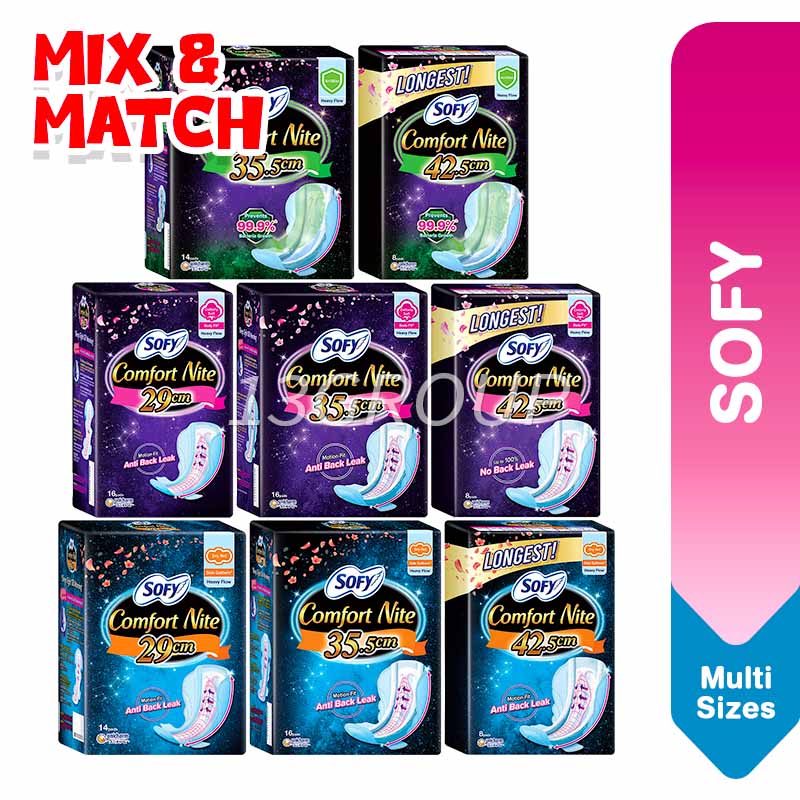 SOFY Comfort Nite Sanitary Pads Slim Wings Heavy Flow, 8s-16s | Shopee ...