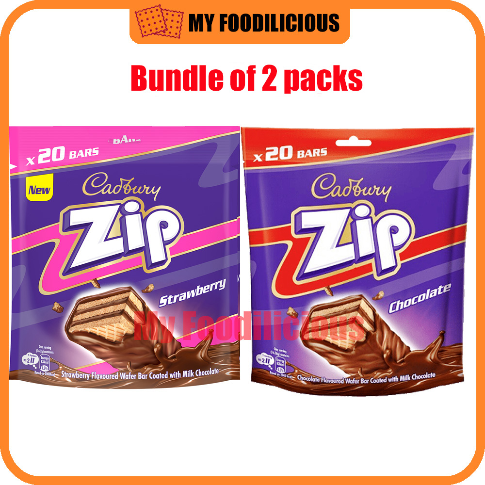 Cadbury Zip Chocolate/Strawberry Wafer 162.5g/162g 20 bars | Shopee ...
