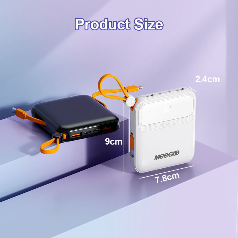 MeeGoo Power Bank 10000mAh Fast Charging Built in Dual-Cable Portable ...