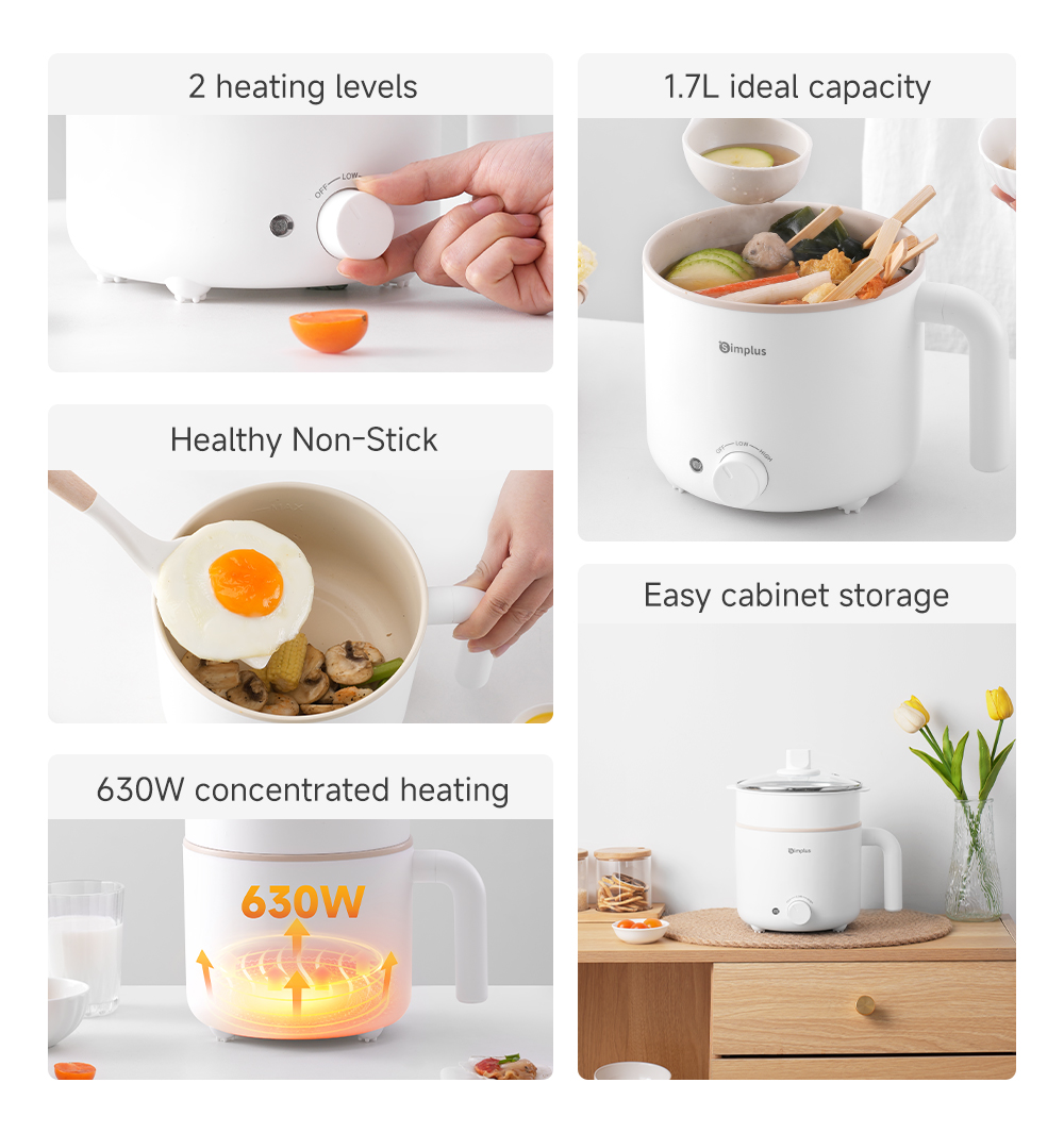 Simplus 1.7L Electric Cooker | 630W Quick Heating | Non-Stick Coating ...