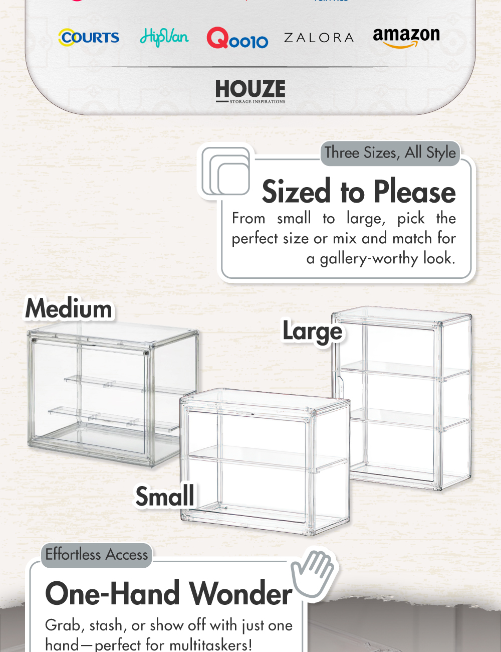 HOUZE - Stackable Acrylic Popmart Figurine Clear Storage Box With ...