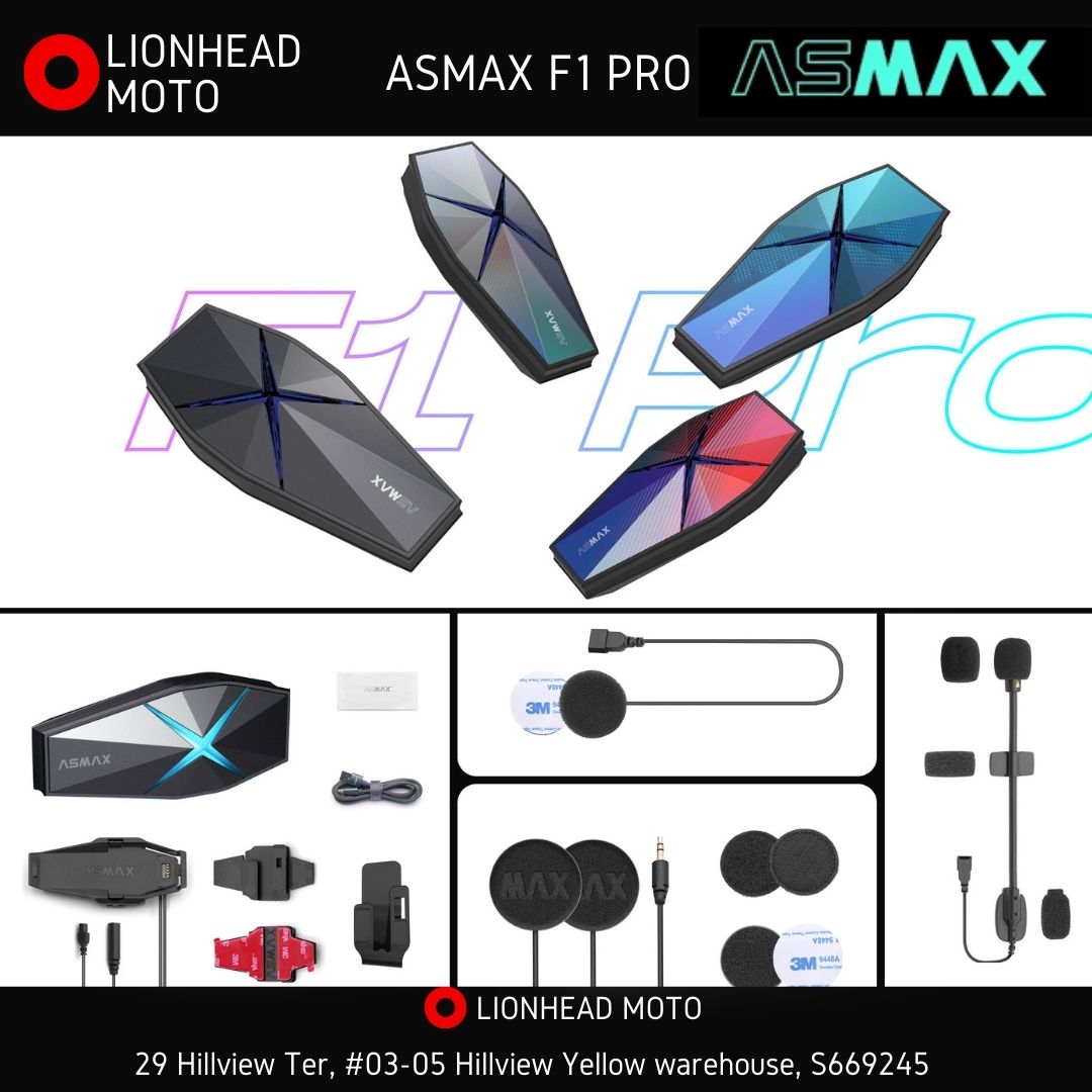 ASMAX F1PRO Bluetooth Helmet Intercom System 10 Rider Mesh Intercom SG ...