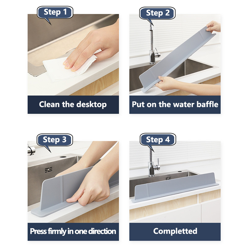 【SG】Silicone Sink Splash Baffle Kitchen Pool Water Baffle Guard ...