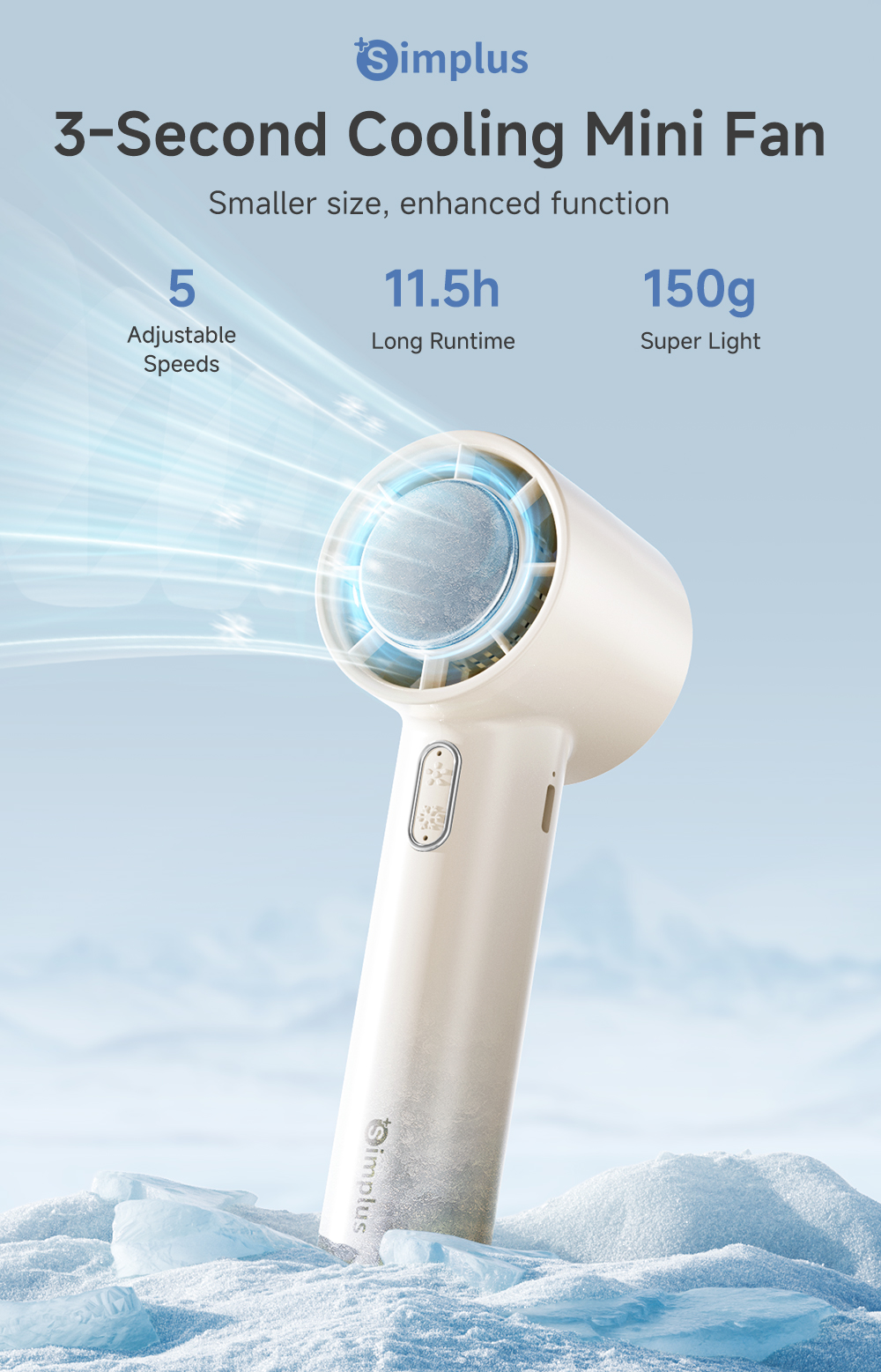 【NEW】Simplus Handheld Mini Fan | Cooling Function | 5 Speed Settings ...