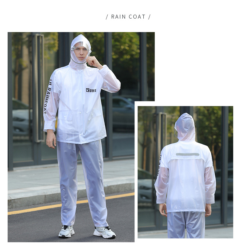 Split Raincoat Set for Motorcycle Unisex Rain Coat Brim High Reflective ...